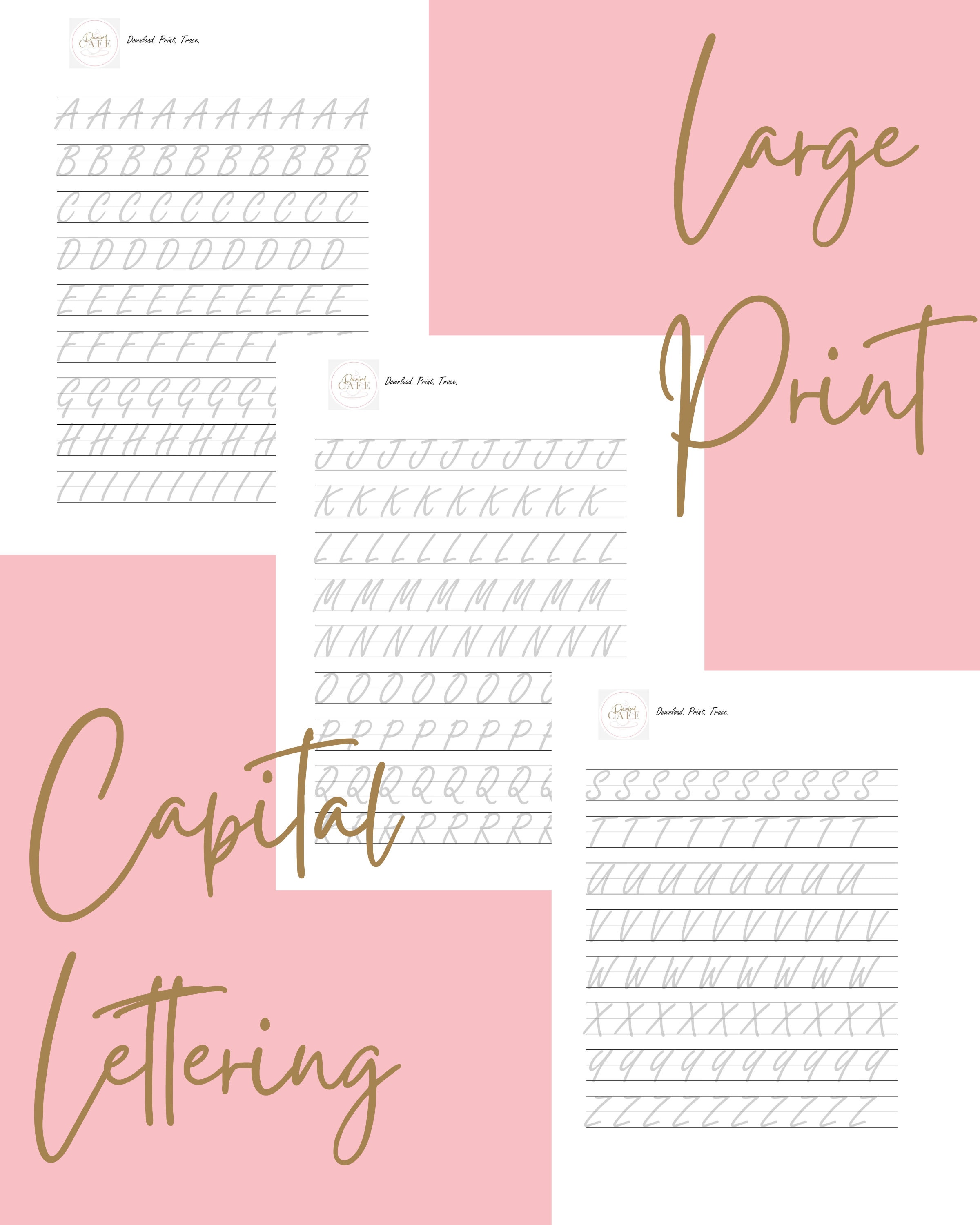 Large and Small Print Freestyle Script Handwriting, Printable, Hand ...