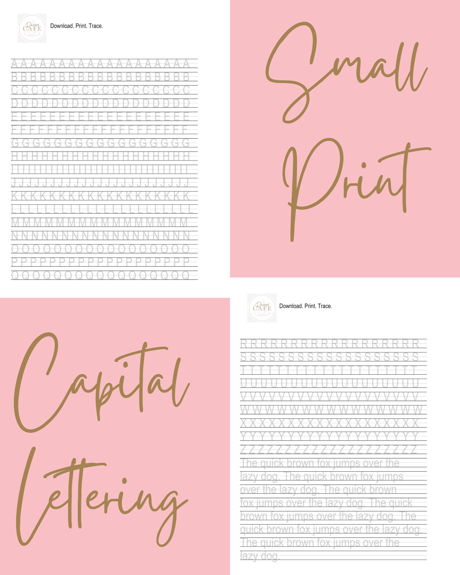 Large and Small Print Arial Narrow Handwriting, Printable, Hand ...