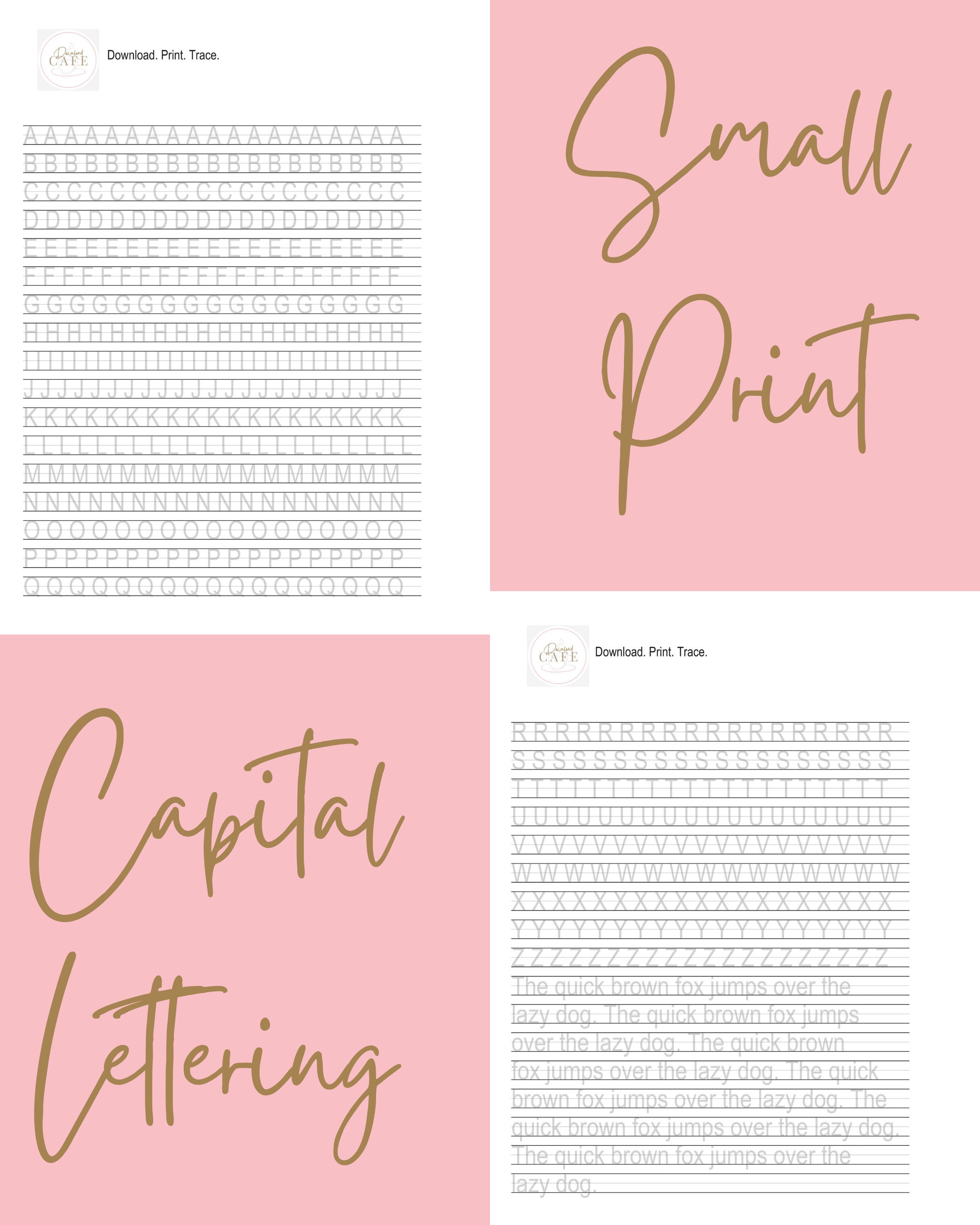 Large and Small Print Arial Narrow Handwriting, Printable, Hand ...