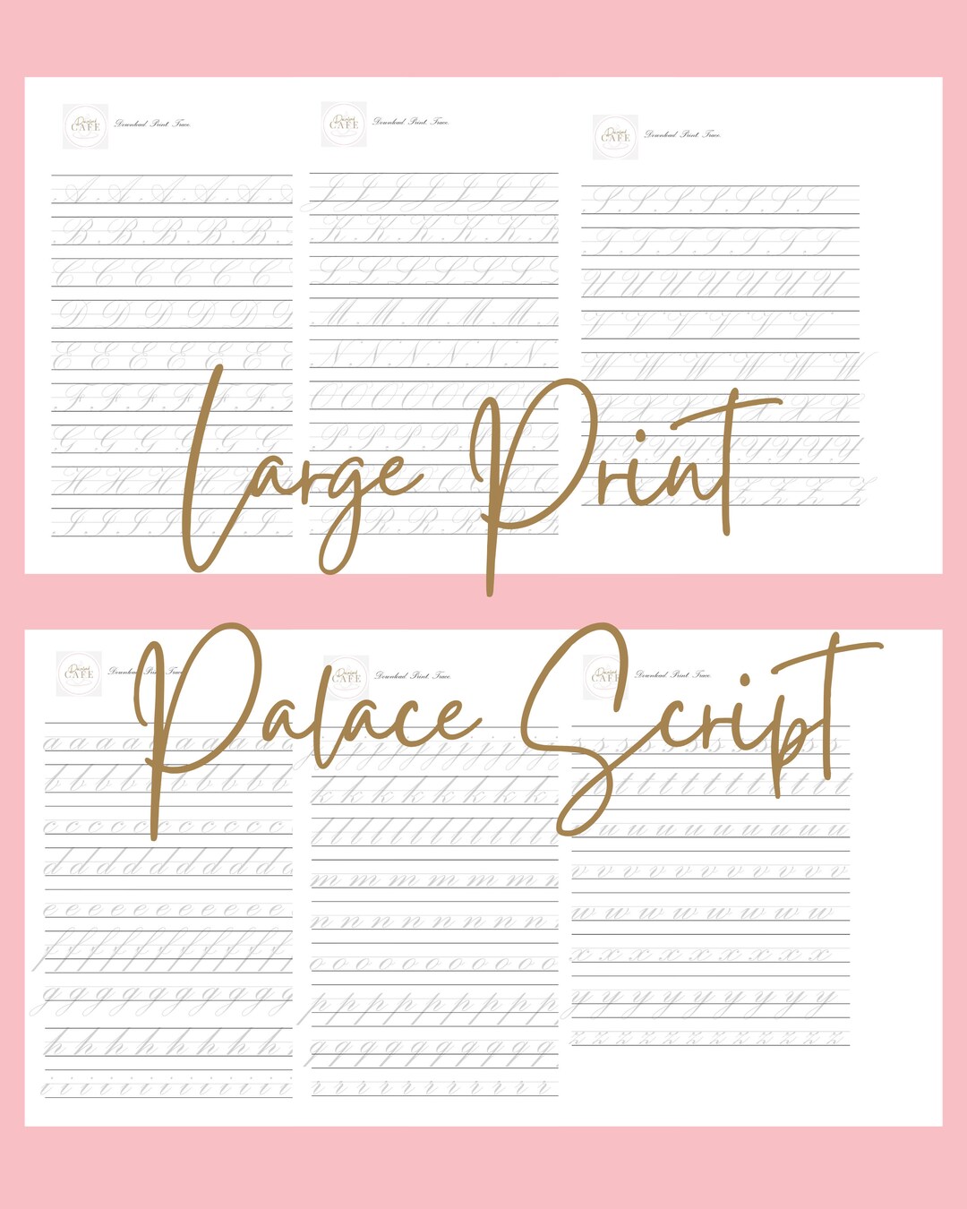 Large Print Palace Script Handwriting, Printable, Hand Lettering ...