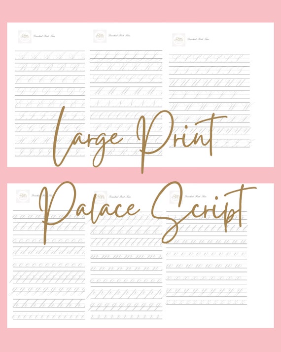 Large Print Palace Script Handwriting Printable Hand - Etsy