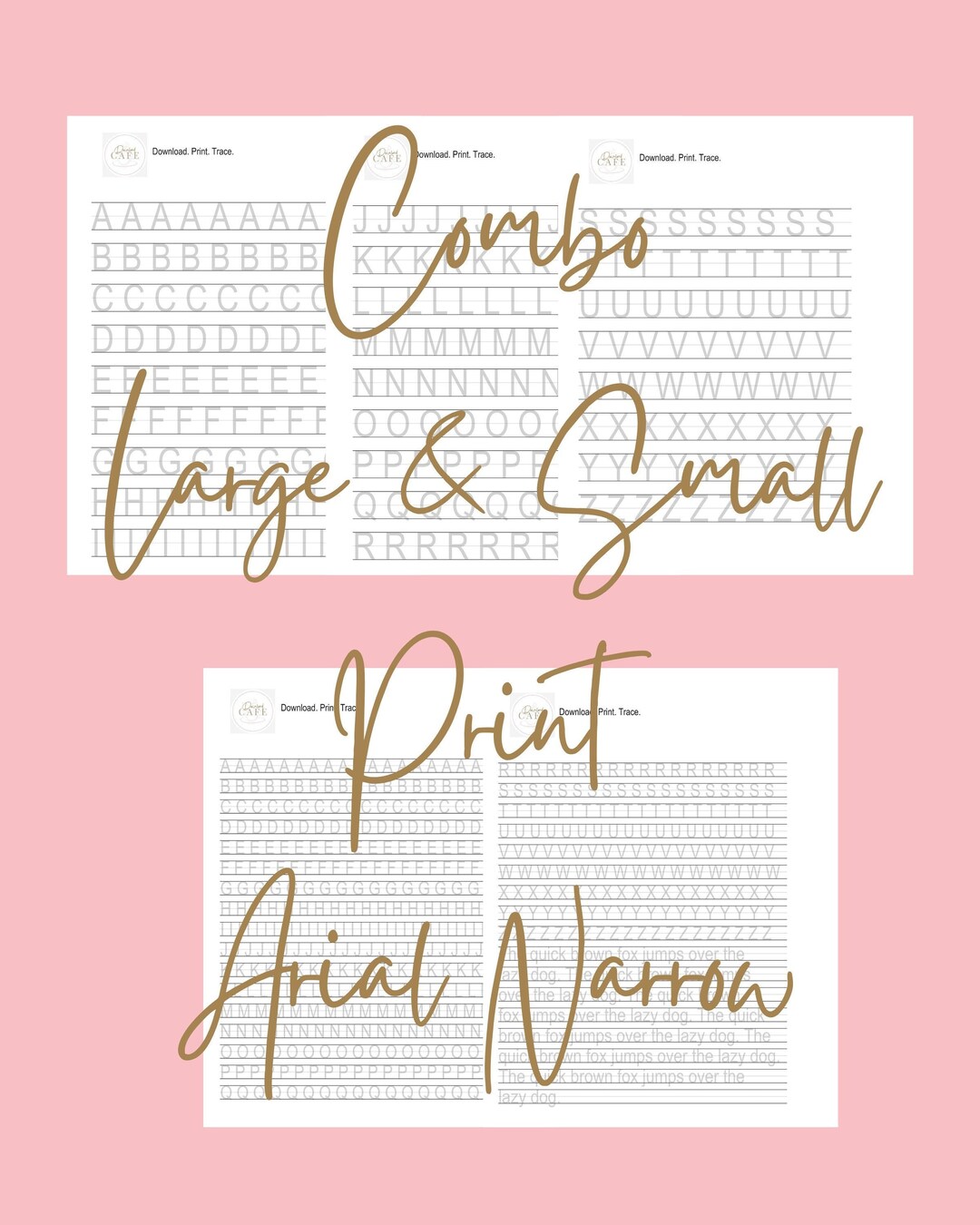 Large and Small Print Arial Narrow Handwriting, Printable, Hand ...
