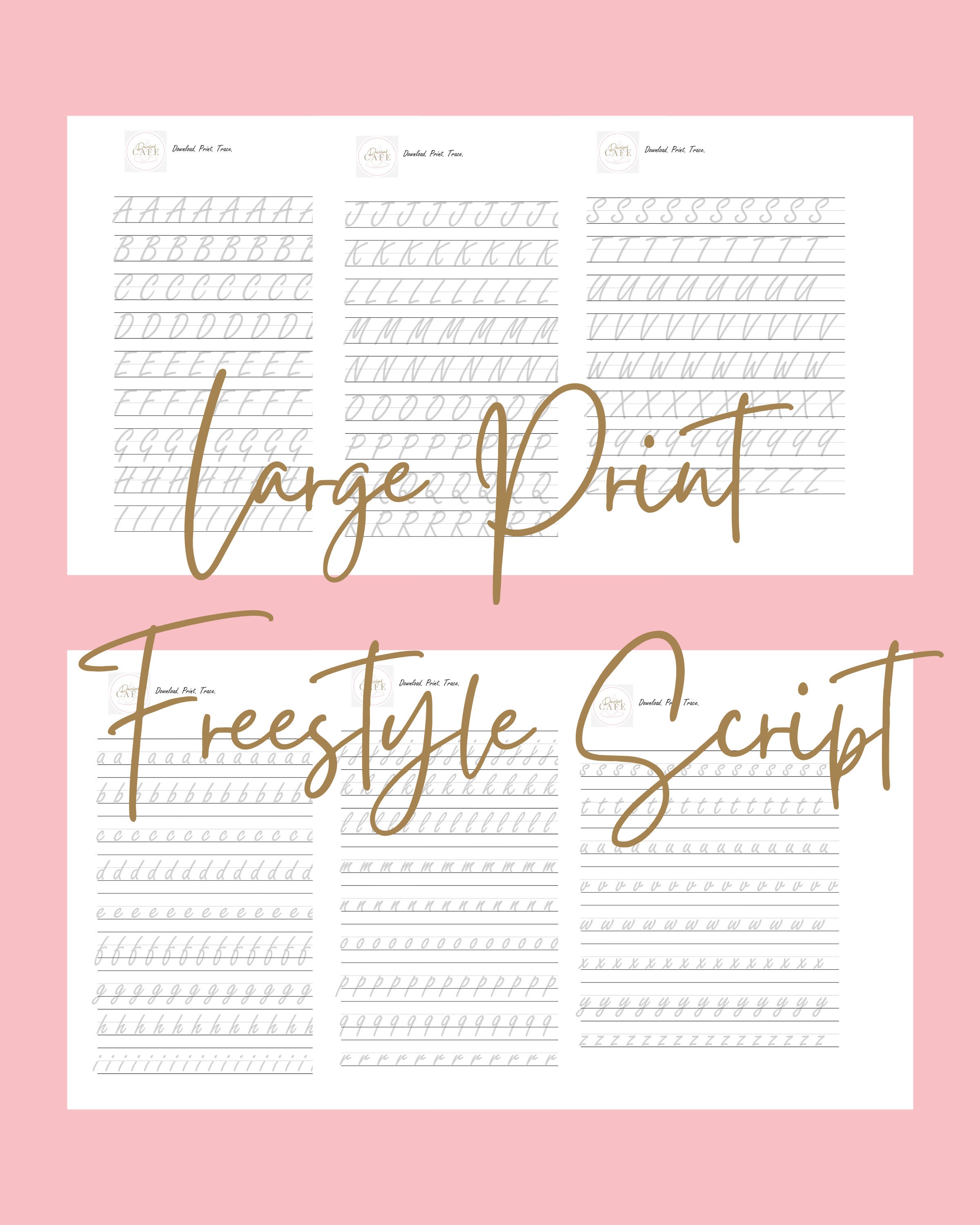 Large Print Freestyle Script Handwriting, Printable, Hand Lettering ...
