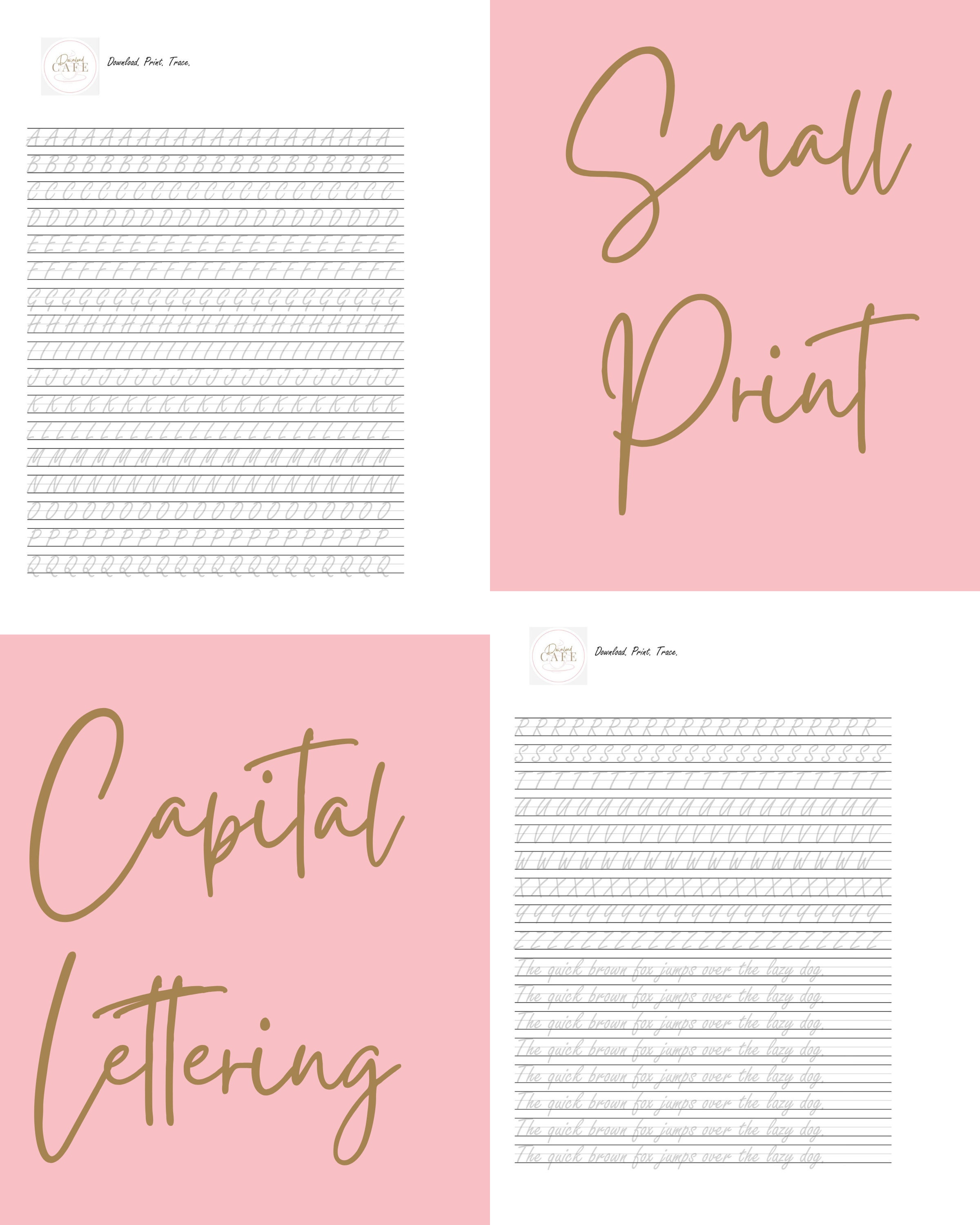 Large and Small Print Freestyle Script Handwriting, Printable, Hand ...