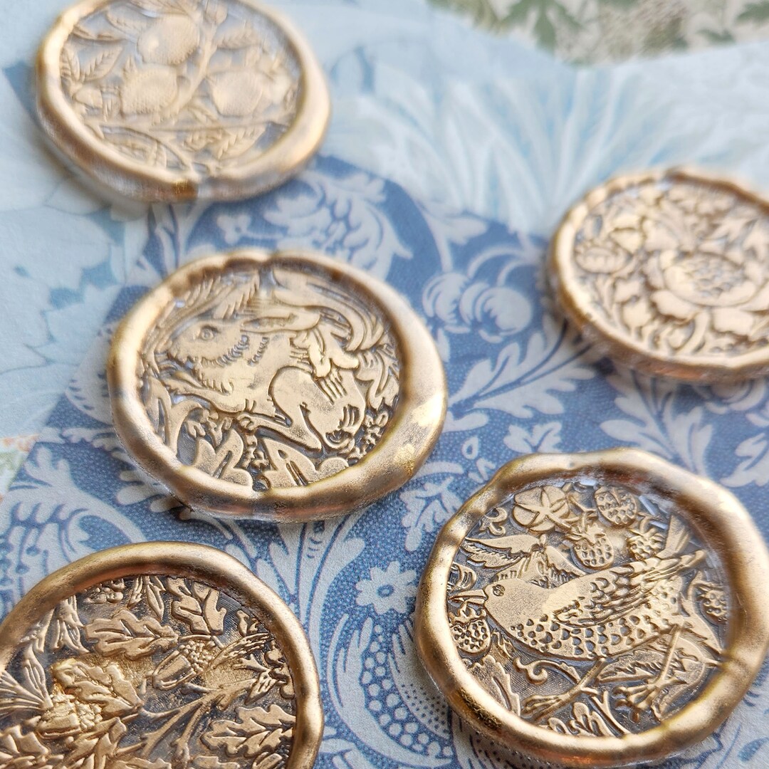 William Morris Gold Set of 5 Gilded Fine Art Wax Seal Stickers ...