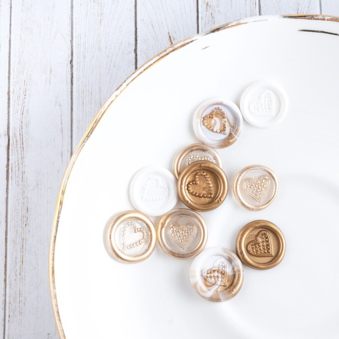 Heart Mini Seals Set of 10 Mini Wax Seal Stickers Stationery, Gift Wrap ...