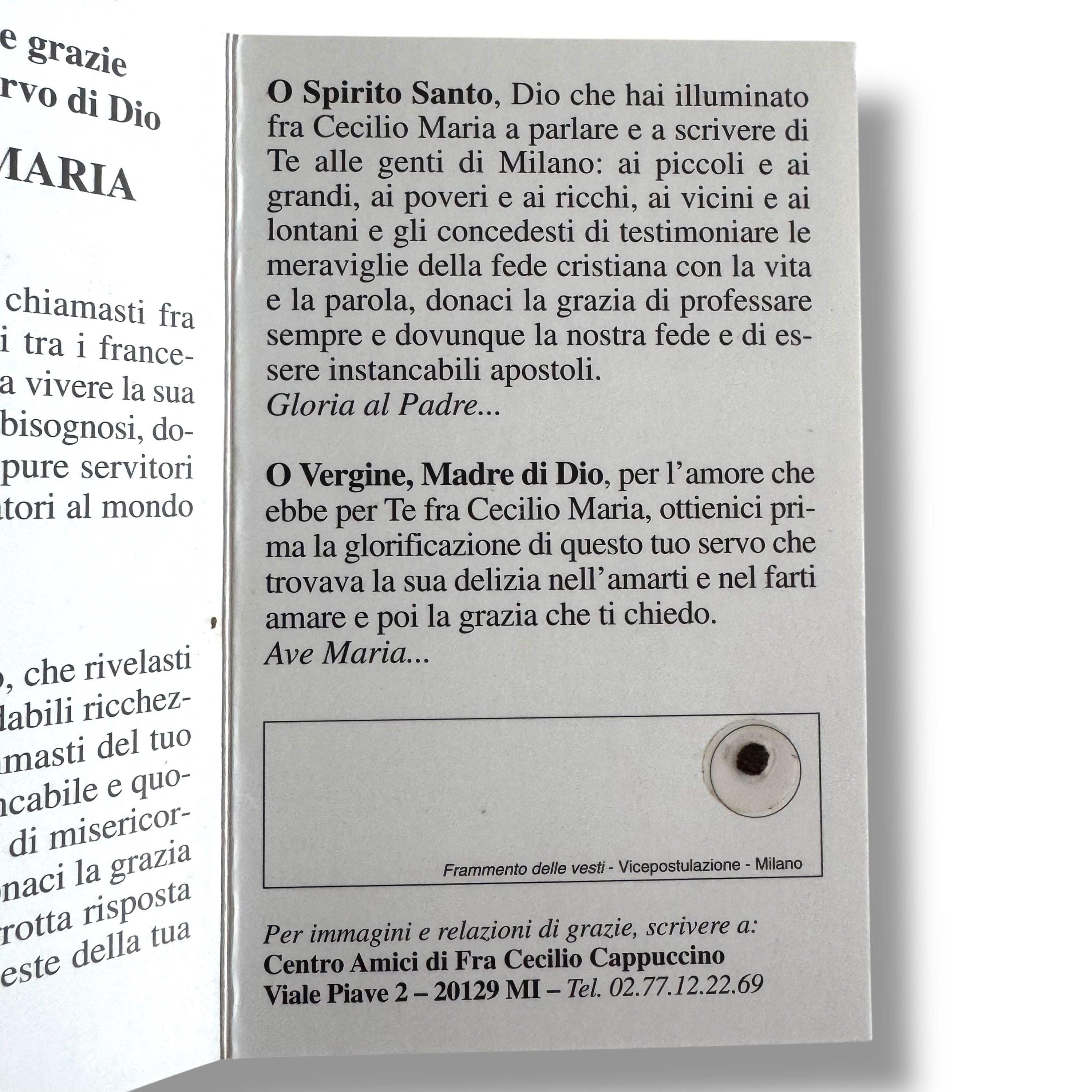 Vintage Holy Relic Card – Servant of God Fra Cecilio Maria, Capuchin ...