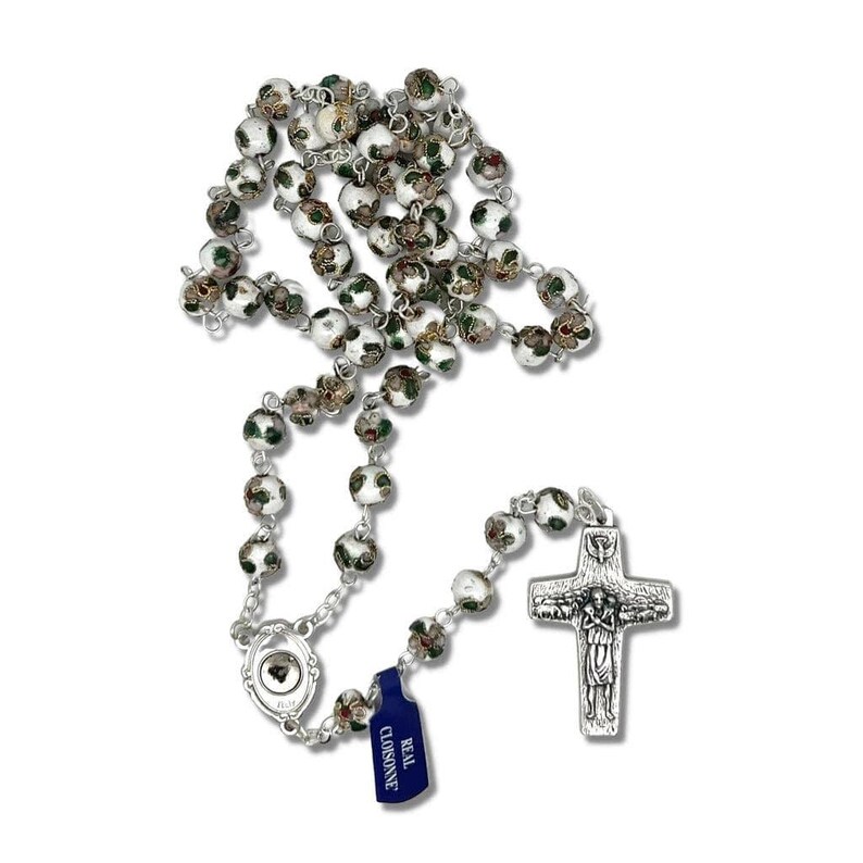 St. Padre Pio White Rosary Blessed by Pope With Relic - Etsy