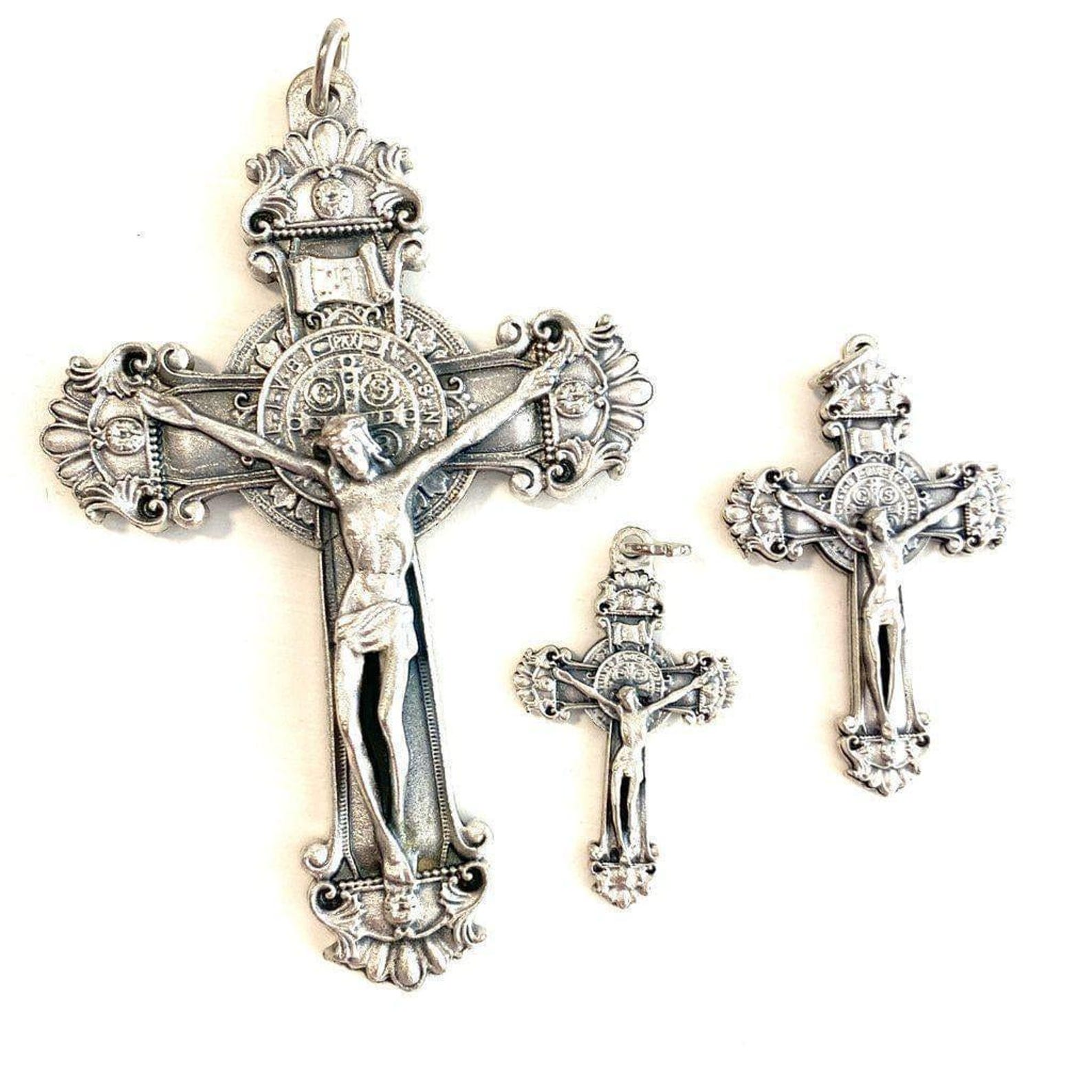 St. Benedict Ornate Crucifix - Blessed by Pope - Rosary Part Cross - Etsy