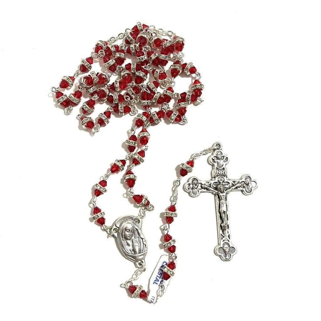 Blessed Virgin Mary Red Shiny Crystal Rosary Rhinestone - Etsy