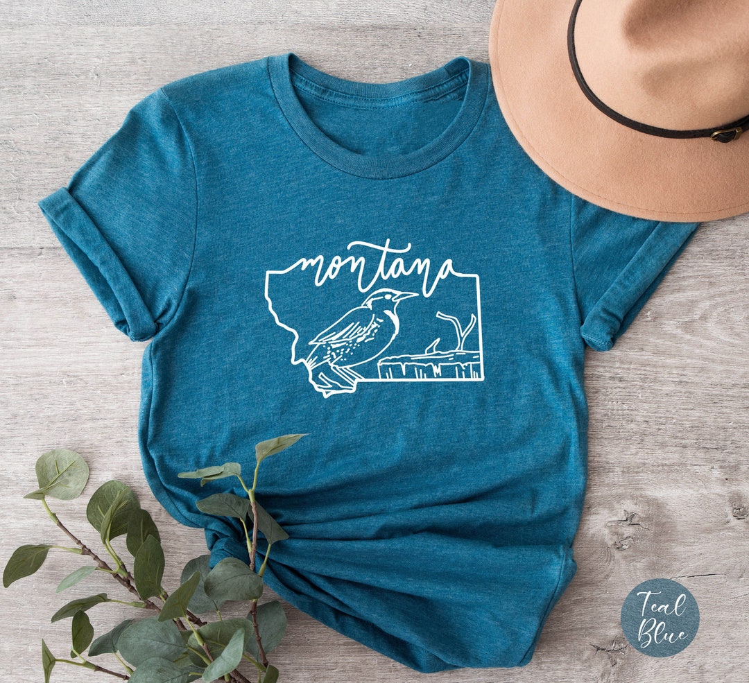 Montana State Map T-shirt, Travel Souvenir Tee - Etsy