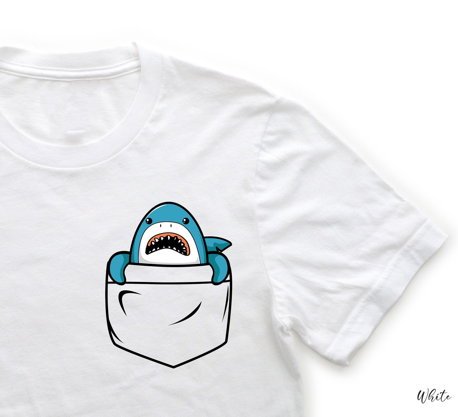 Shark Shirt, Shark, Cute Shark Tee, Shark Pocket Shirt, Little Shark T ...