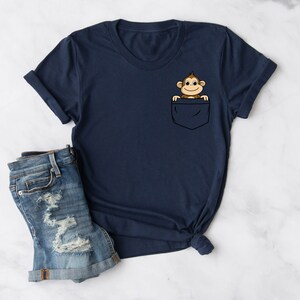 Monkey Shirt, Monkey Lover Gift, Pocket Monkey Shirt, Monkey Birthday ...