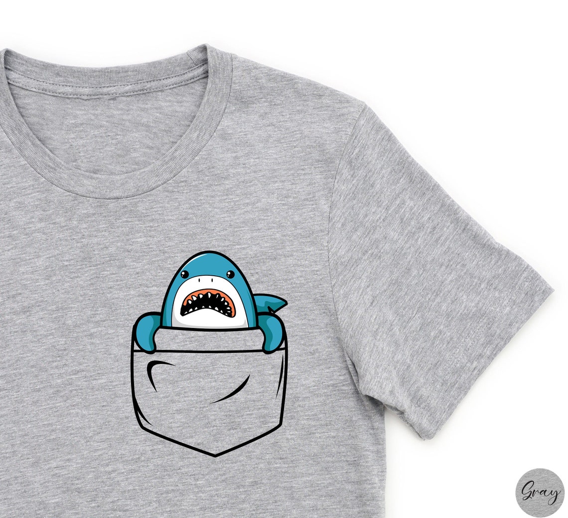 Shark Shirt, Shark, Cute Shark Tee, Shark Pocket Shirt, Little Shark T ...