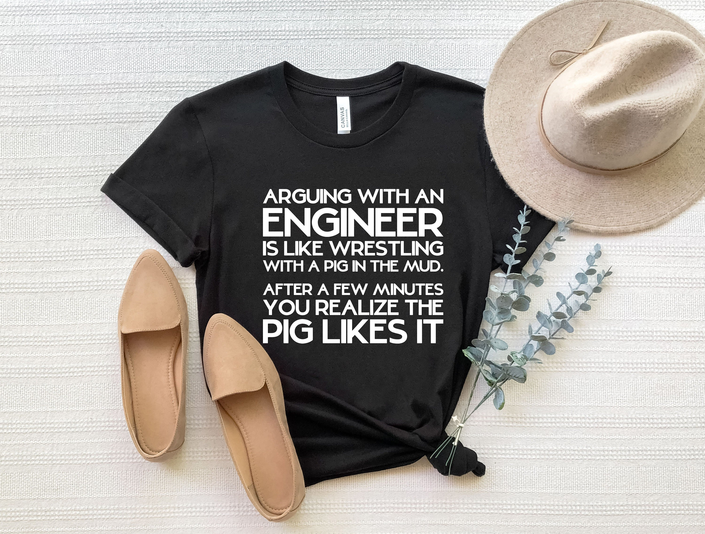 Funny Engineer T-shirt, Arguing With Engineer Like Wrestling Pig - Etsy