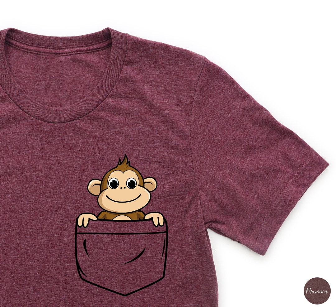 Monkey Shirt, Monkey Lover Gift, Pocket Monkey Shirt, Monkey Birthday ...