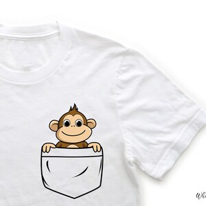 Monkey Shirt, Monkey Lover Gift, Pocket Monkey Shirt, Monkey Birthday ...