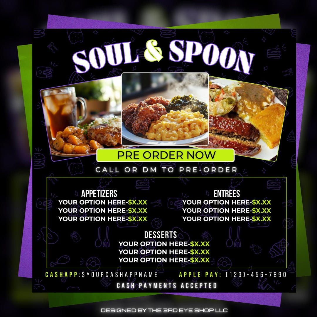 Editable Food Flyer Template: Canva Menu Design for Catering & Pre ...