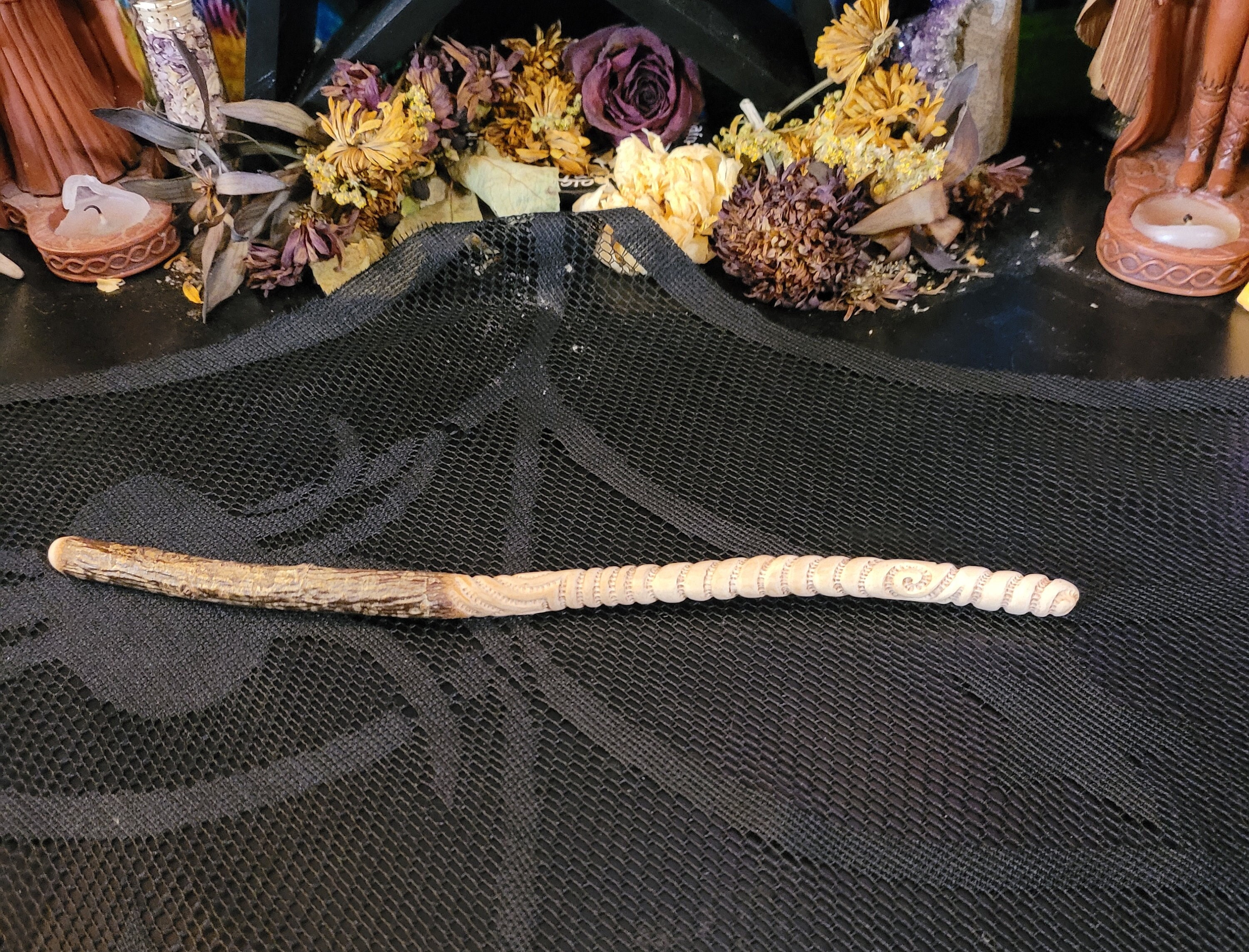 Rowan Magic Wand, Rowan, Mountain Ash, Hand Carved Magic Wand, With ...