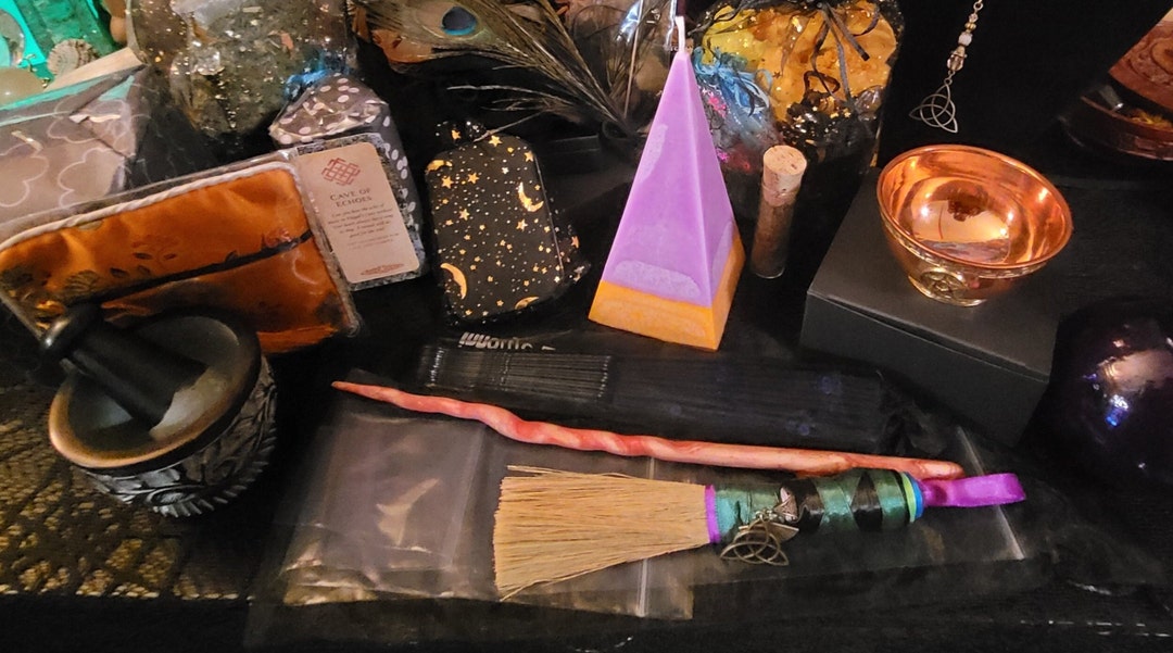 Witchy Mystery Box, Red Stained Rowan Wand, Wiccan Mystery Box, Magic ...