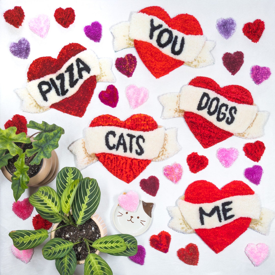 Tufted Heart Wall Decor Rug With Message Traditional Tattoo Style Heart ...