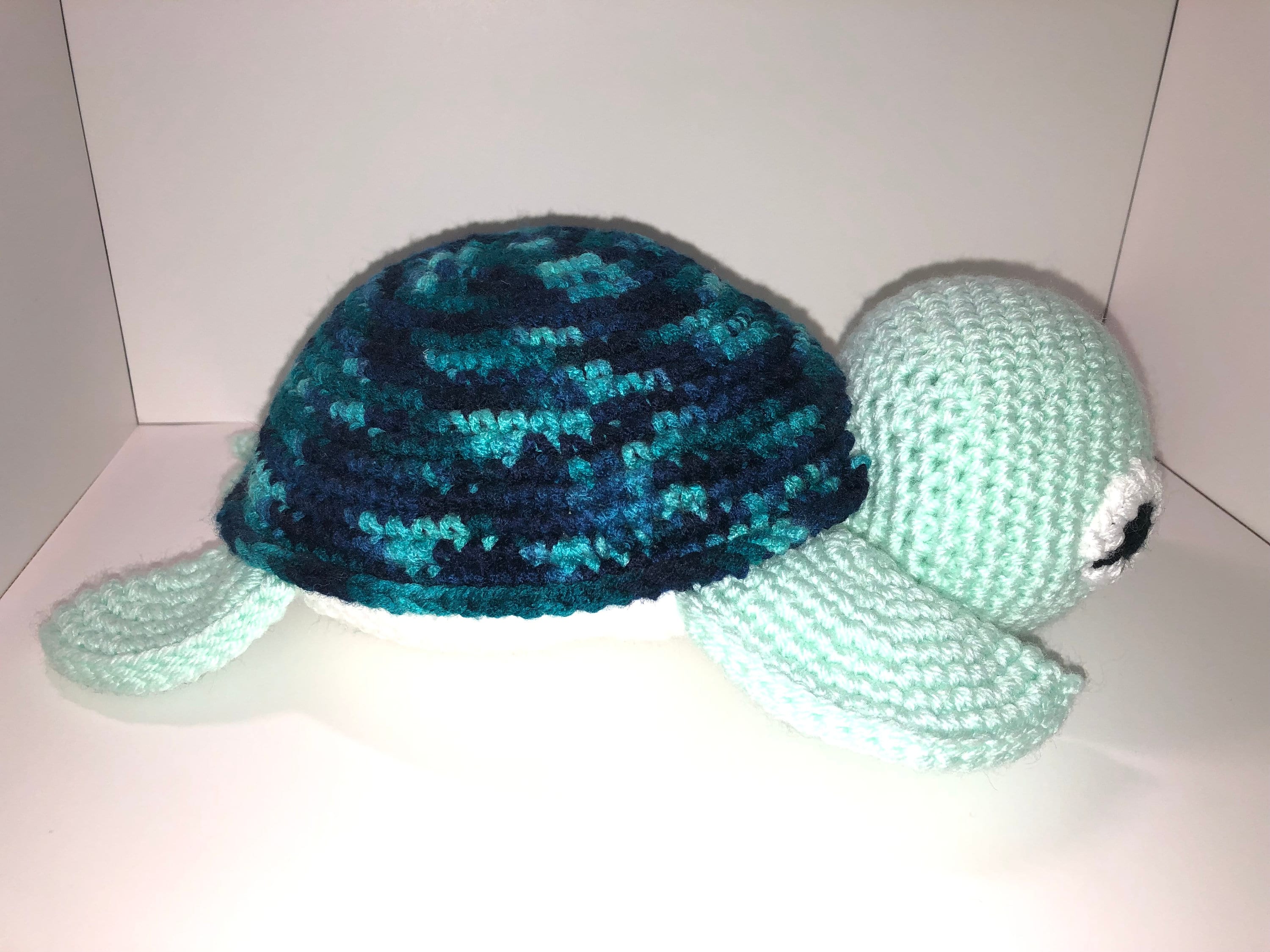 Crochet Turtle - Mint and Blue - Finished Product - Handmade Amigurumi ...