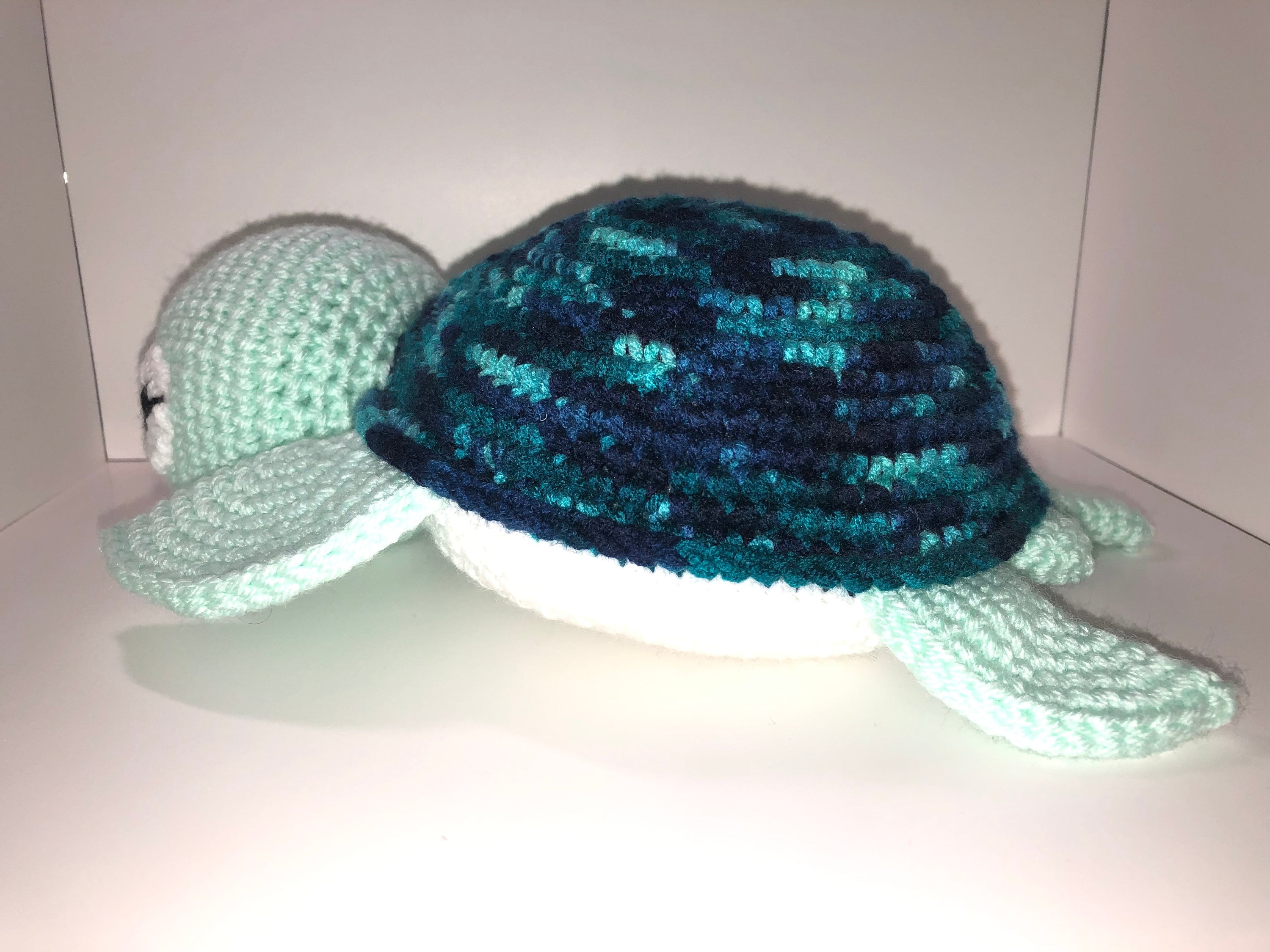 Crochet Turtle - Mint and Blue - Finished Product - Handmade Amigurumi ...