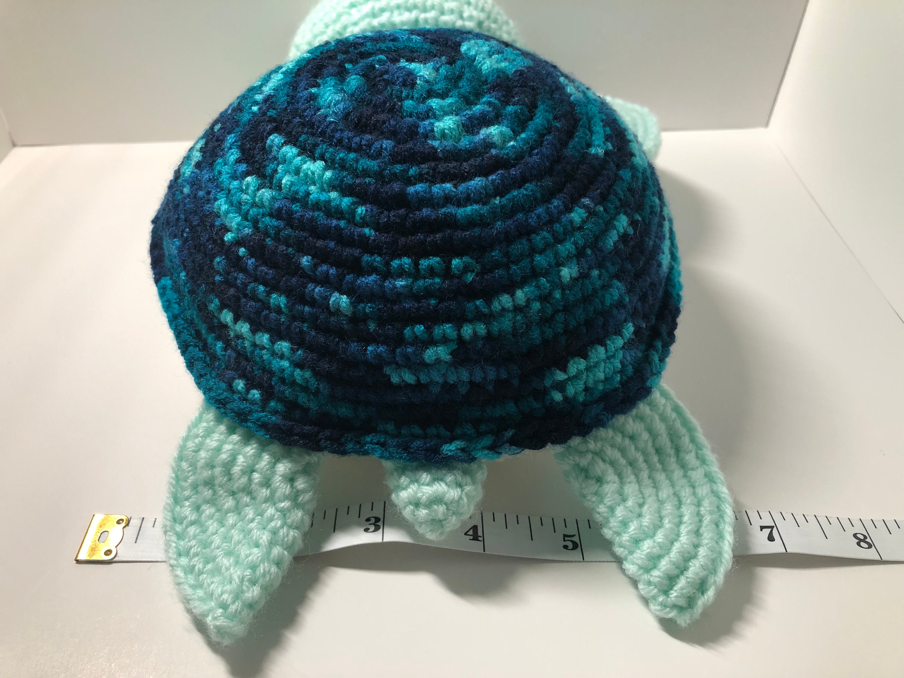 Crochet Turtle - Mint and Blue - Finished Product - Handmade Amigurumi ...