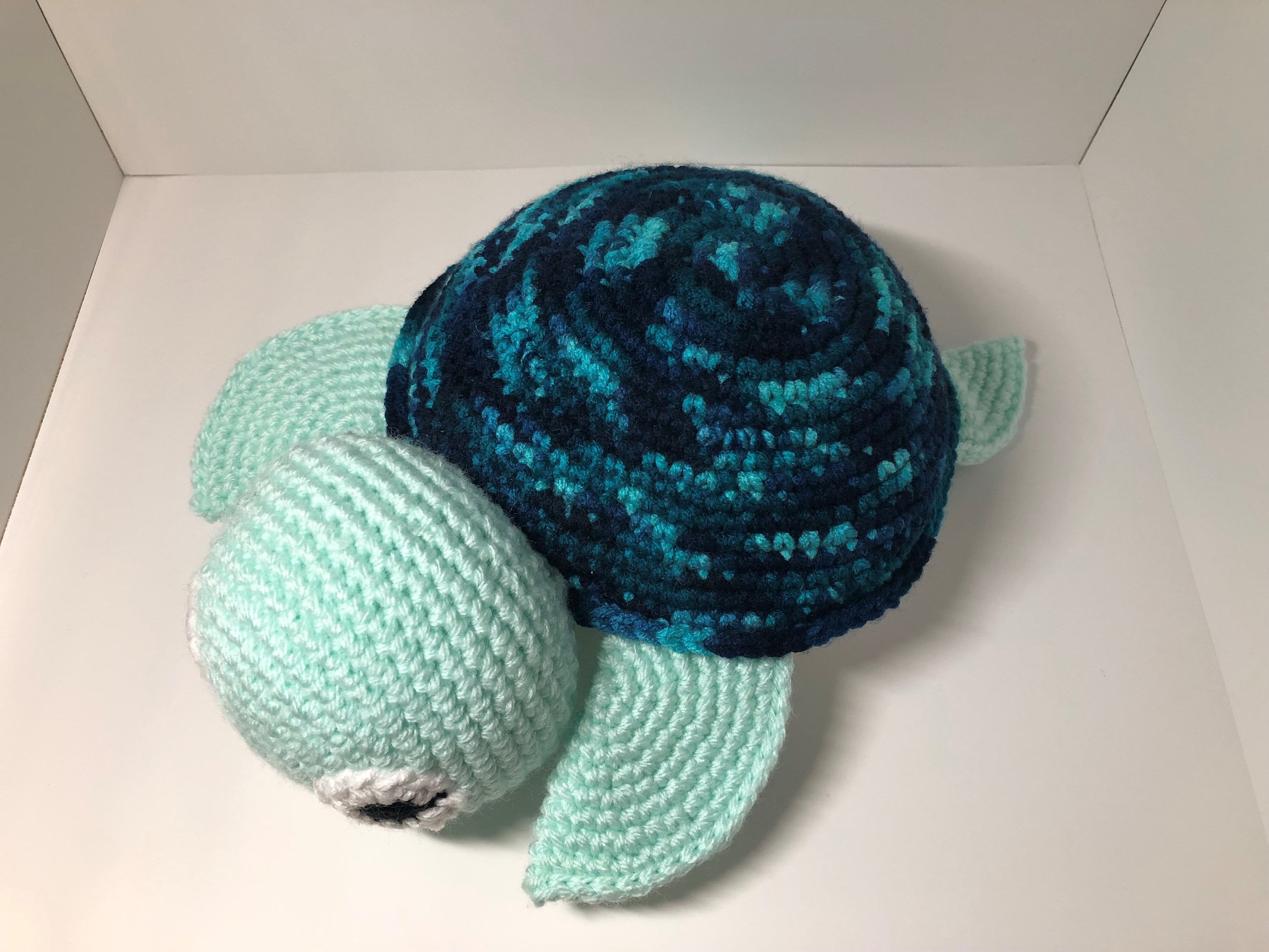 Crochet Turtle - Mint and Blue - Finished Product - Handmade Amigurumi ...