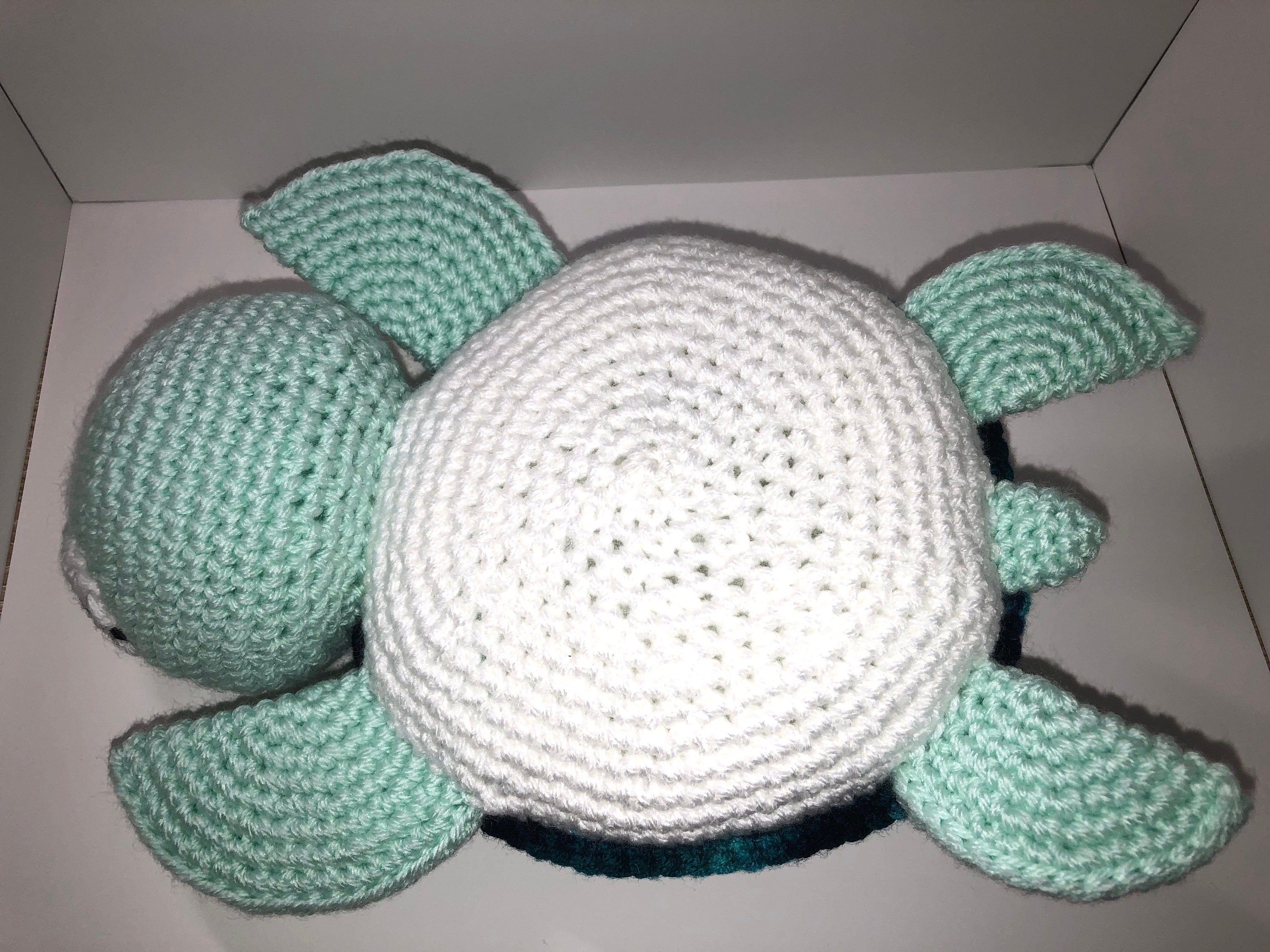 Crochet Turtle - Mint and Blue - Finished Product - Handmade Amigurumi ...