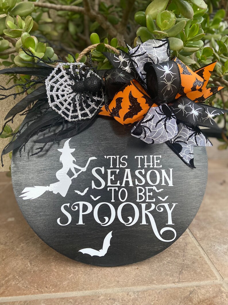 Tis the Season to Be Spooky Door Hanger, Halloween Door Hanger, Witch ...
