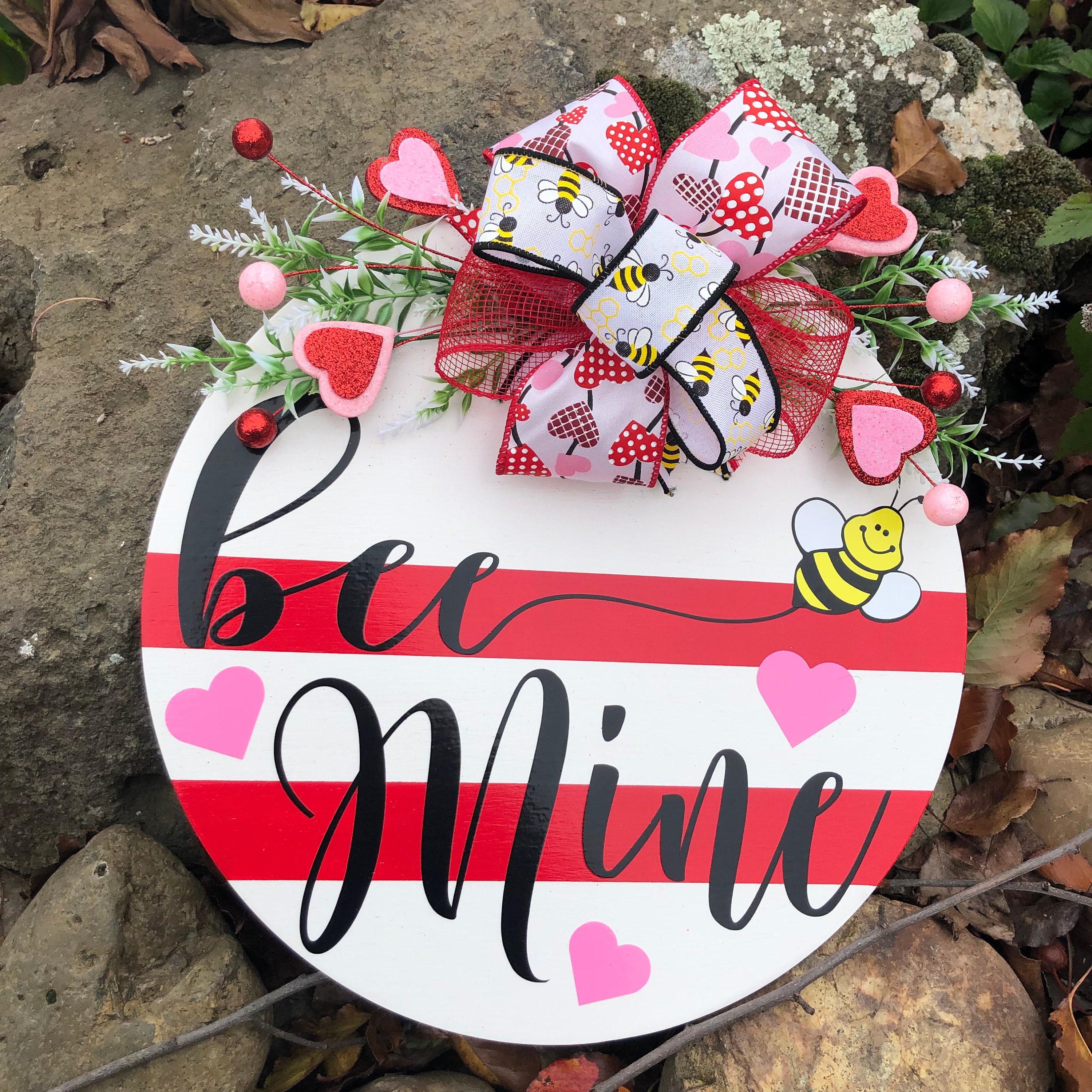 Valentines Front Door Decor, Valentines Front Door Hanger, Bee Mine ...