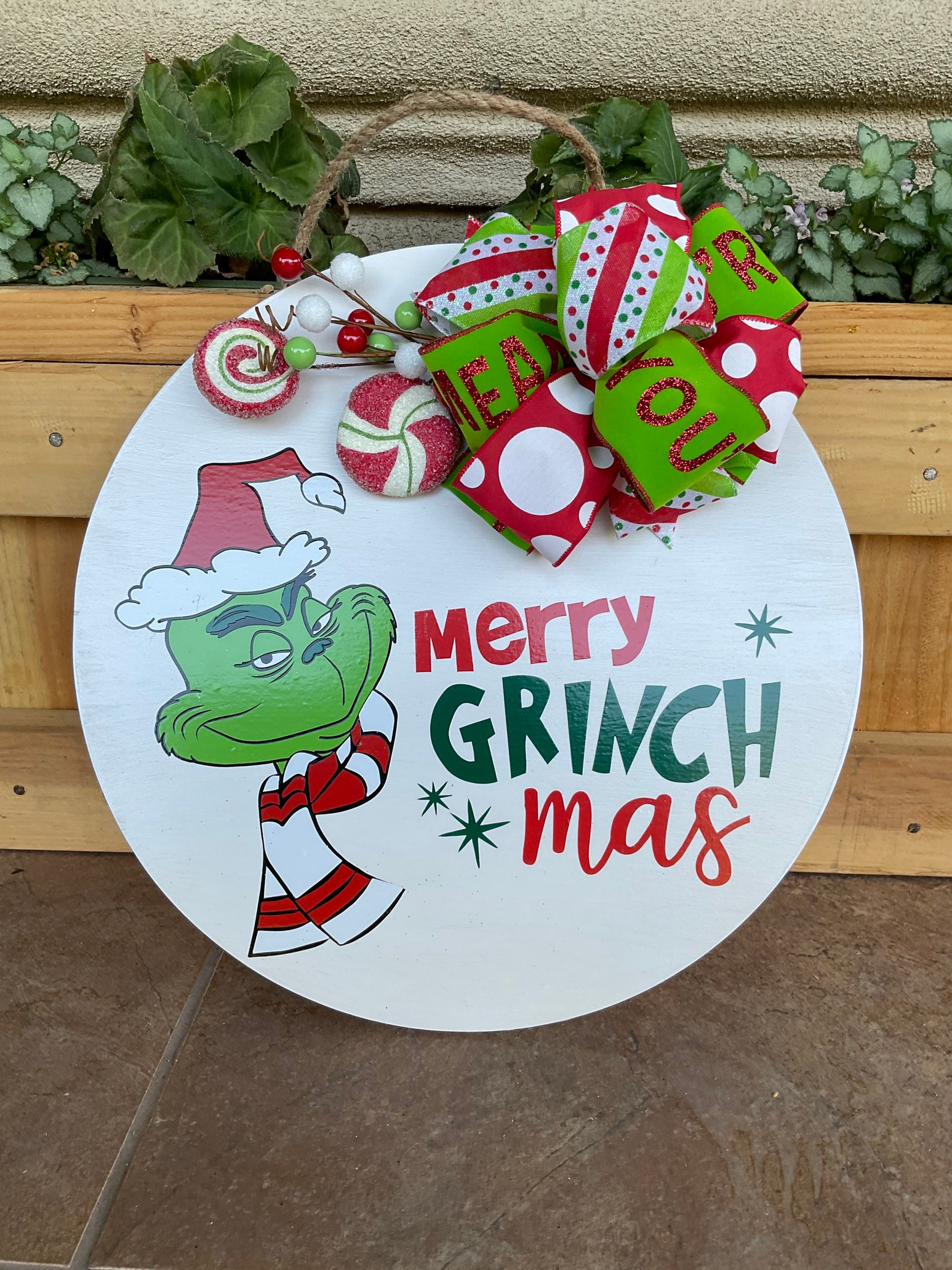 Grinch Door Hanger Merry Grinchmas Door Sign Holiday Door - Etsy
