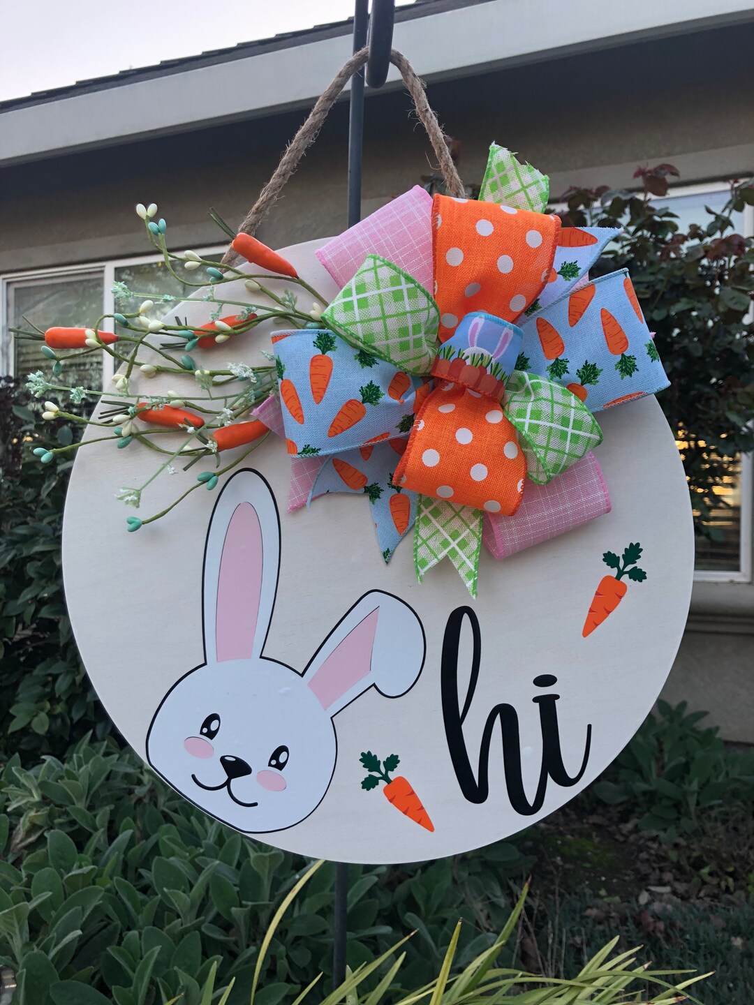 Spring Bunny Door Hanger, Easter Bunny Door Hanger, Spring Hi Bunny ...