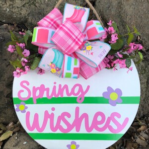 Spring Door Hanger, Spring Wishes Door Hanger, Front Door Hanger ...