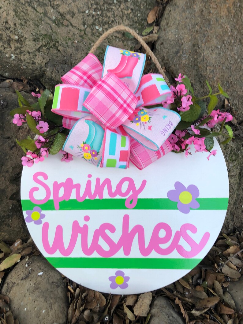 Spring Door Hanger Spring Wishes Door Hanger Front Door - Etsy