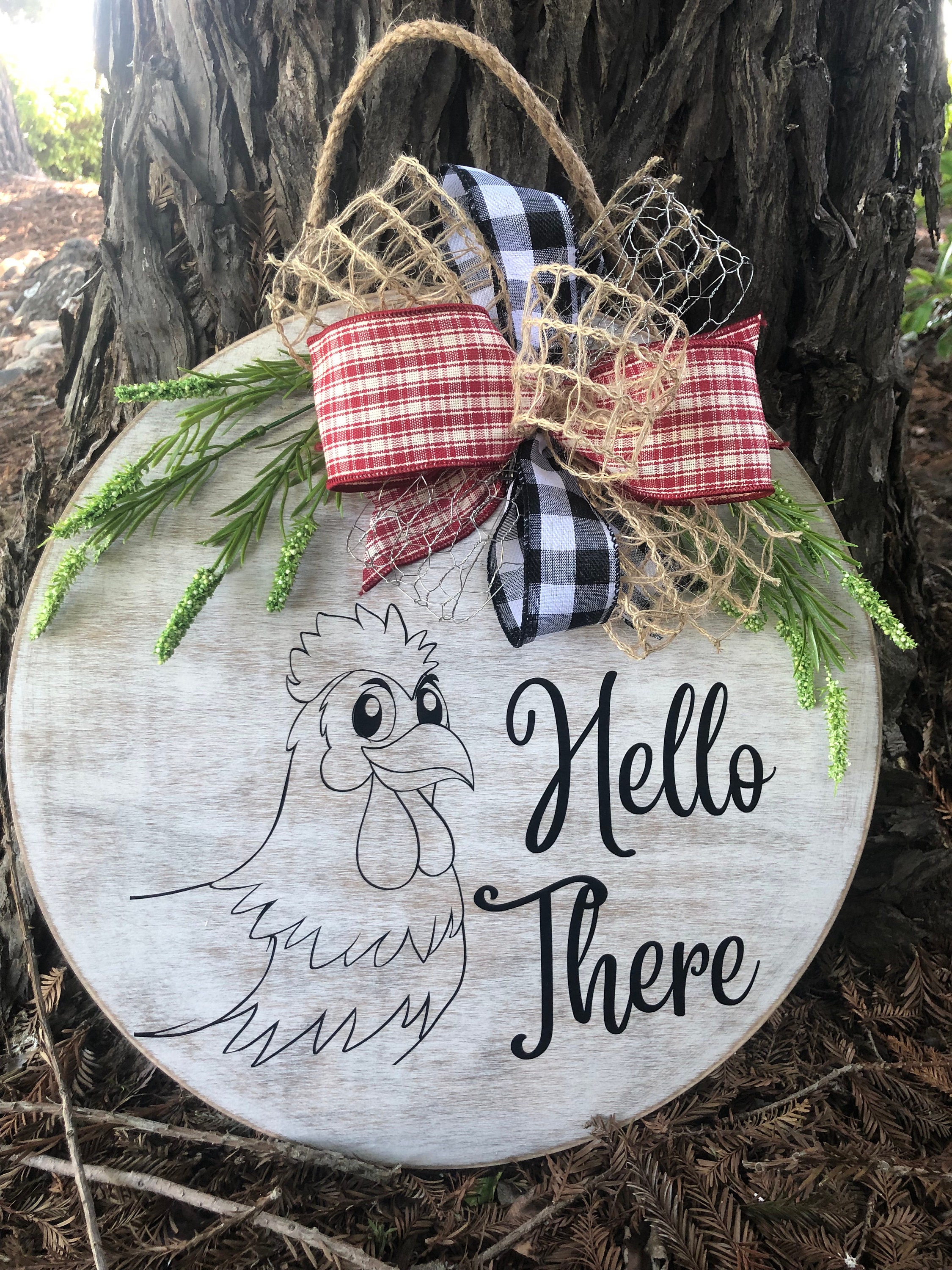 Chicken Door Hanger Farmhouse Chicken Door Hanger Hello - Etsy