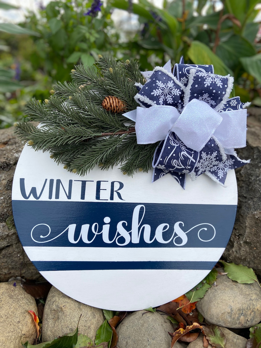 Winter Wishes Door Hanger, Winter Door Sign, Wooden Door Hanger ...