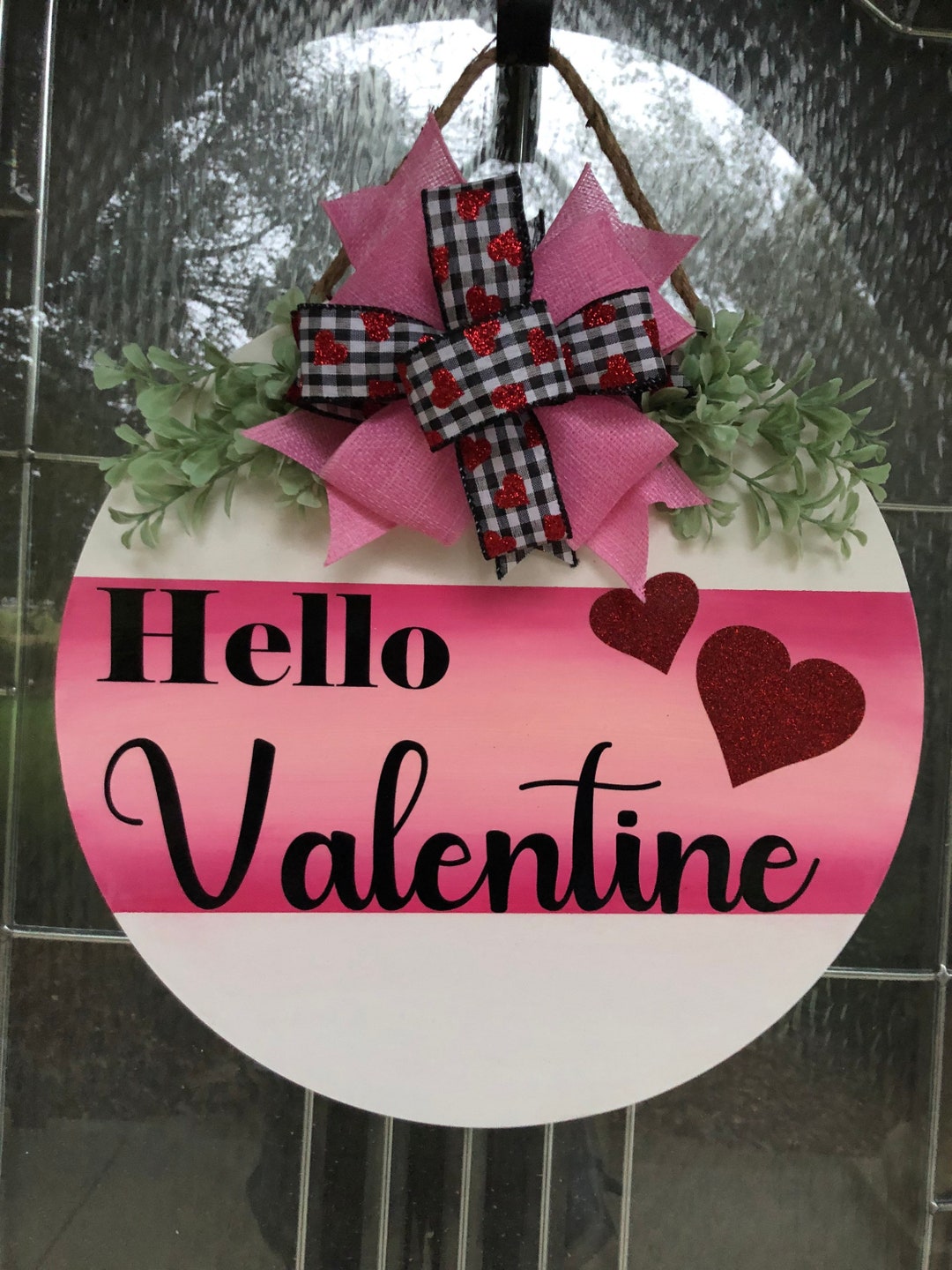 Hello Valentine Door Hanger, Valentines Front Door Decor, Valentines ...