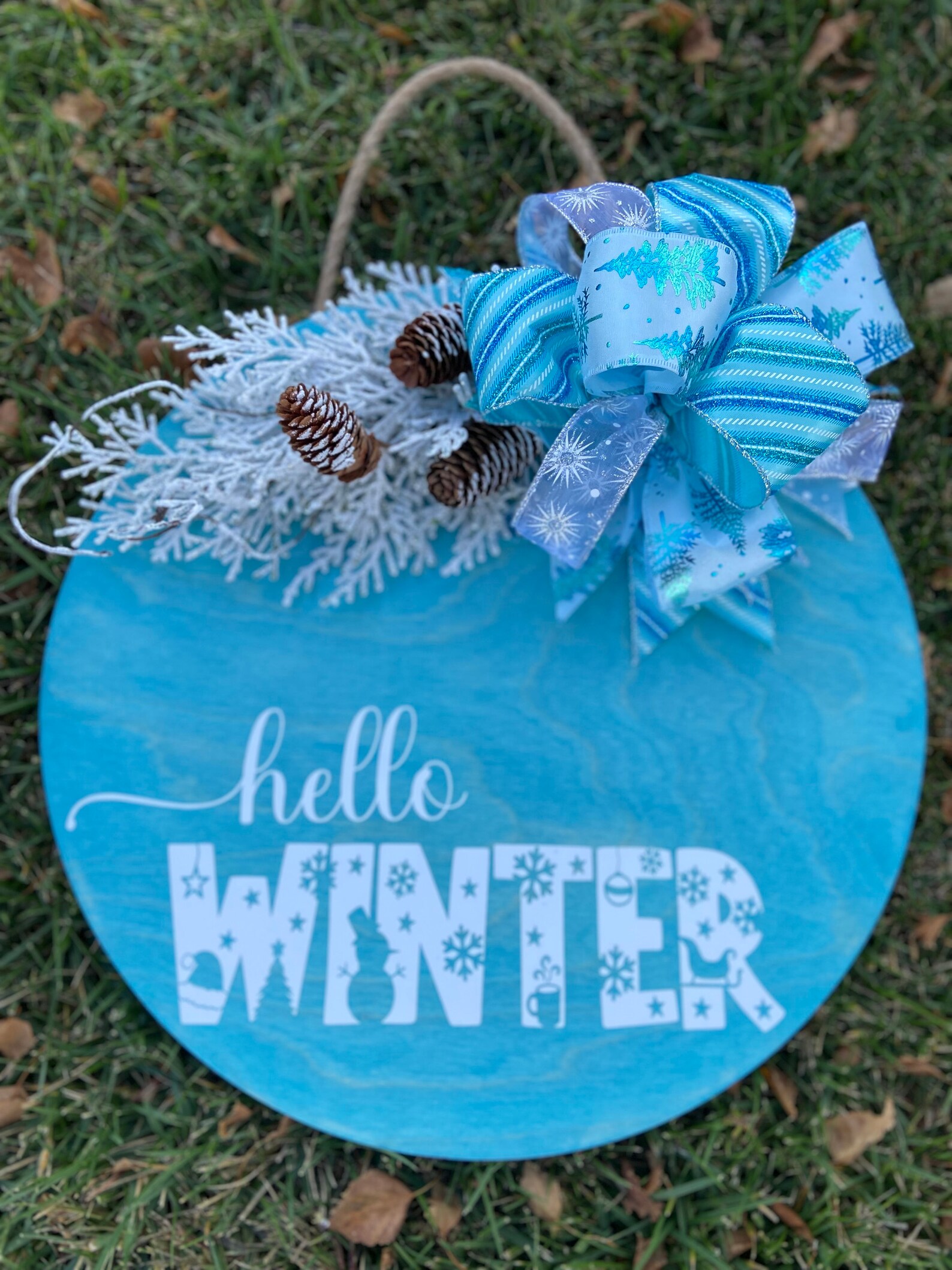 Hello Winter Door Hanger, Winter Door Hanger, Winter Door Sign, Holiday ...
