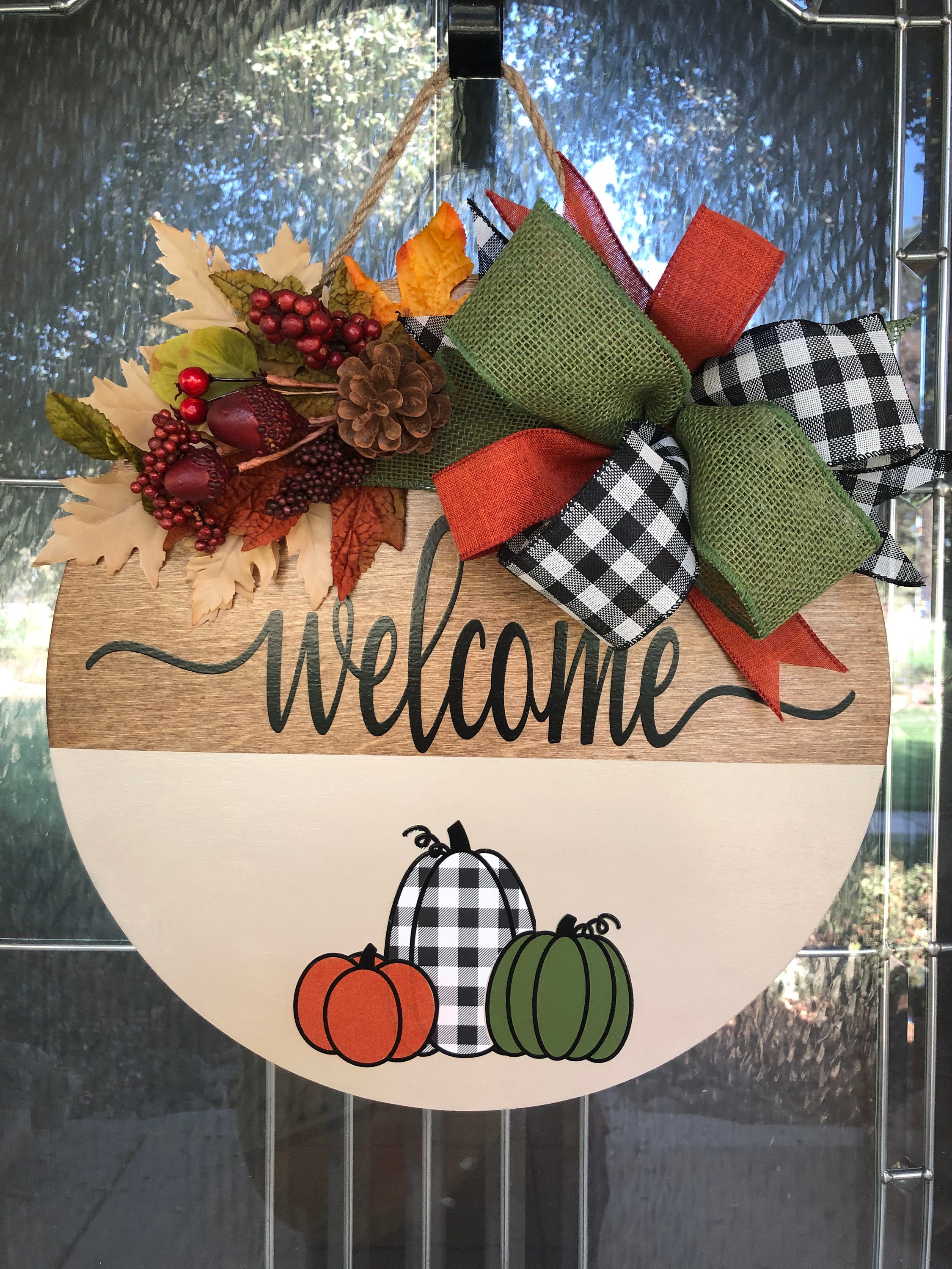 Fall Welcome Door Hanger, Fall Door Decor, Farmhouse Fall Decor ...