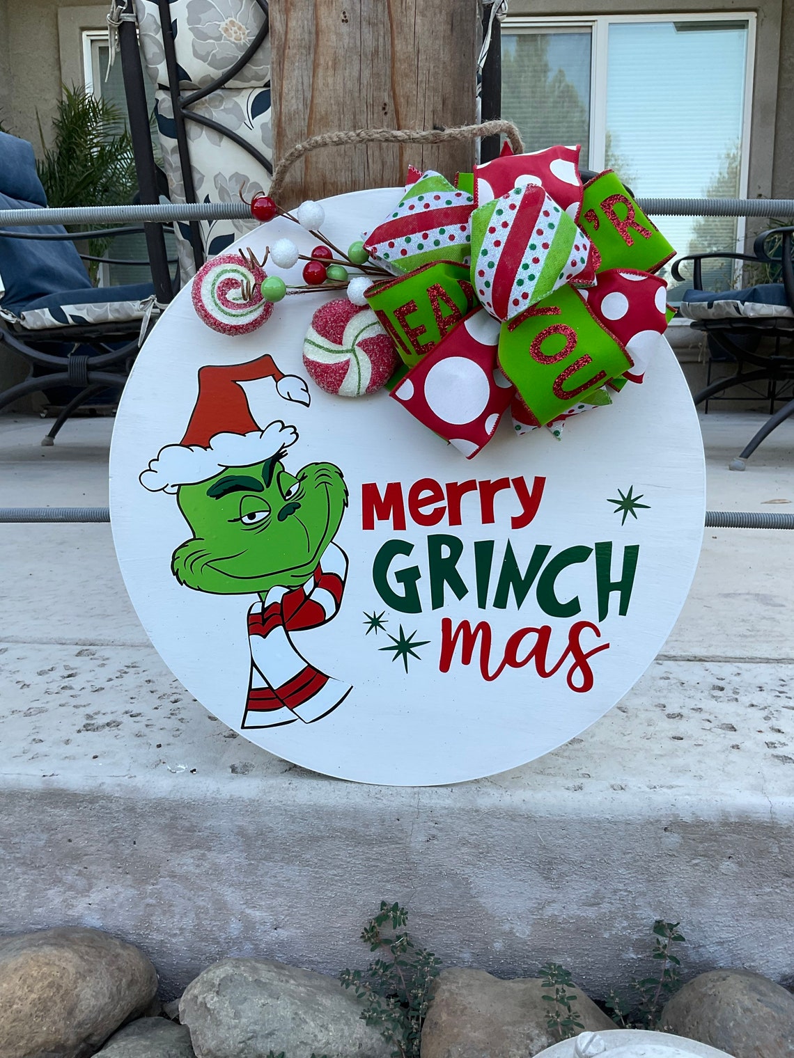 Grinch Door Hanger Merry Grinchmas Door Sign Holiday Door - Etsy