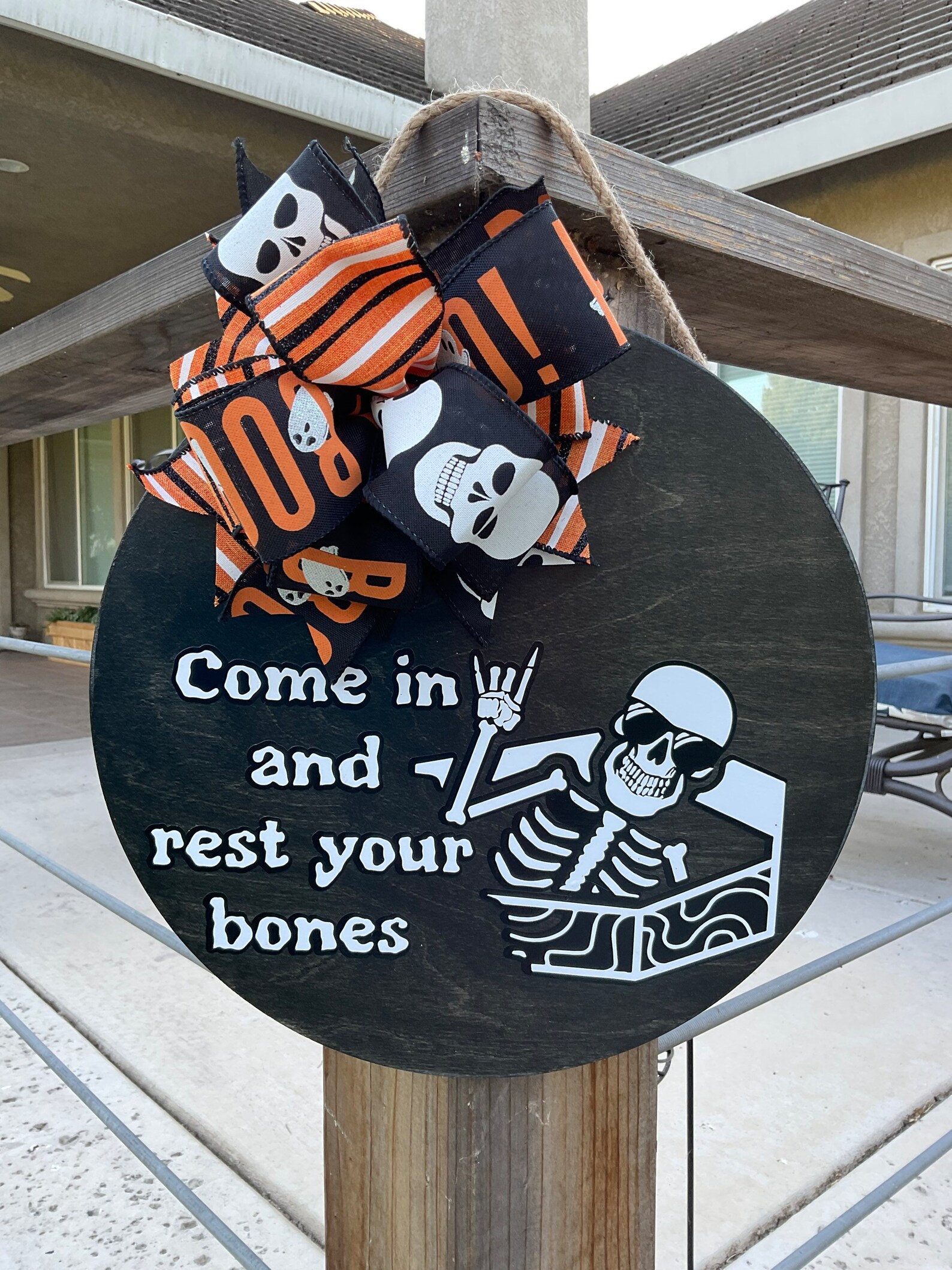 Come in and Rest Your Bones Door Hanger, Skeleton Door Sign, Skeleton ...