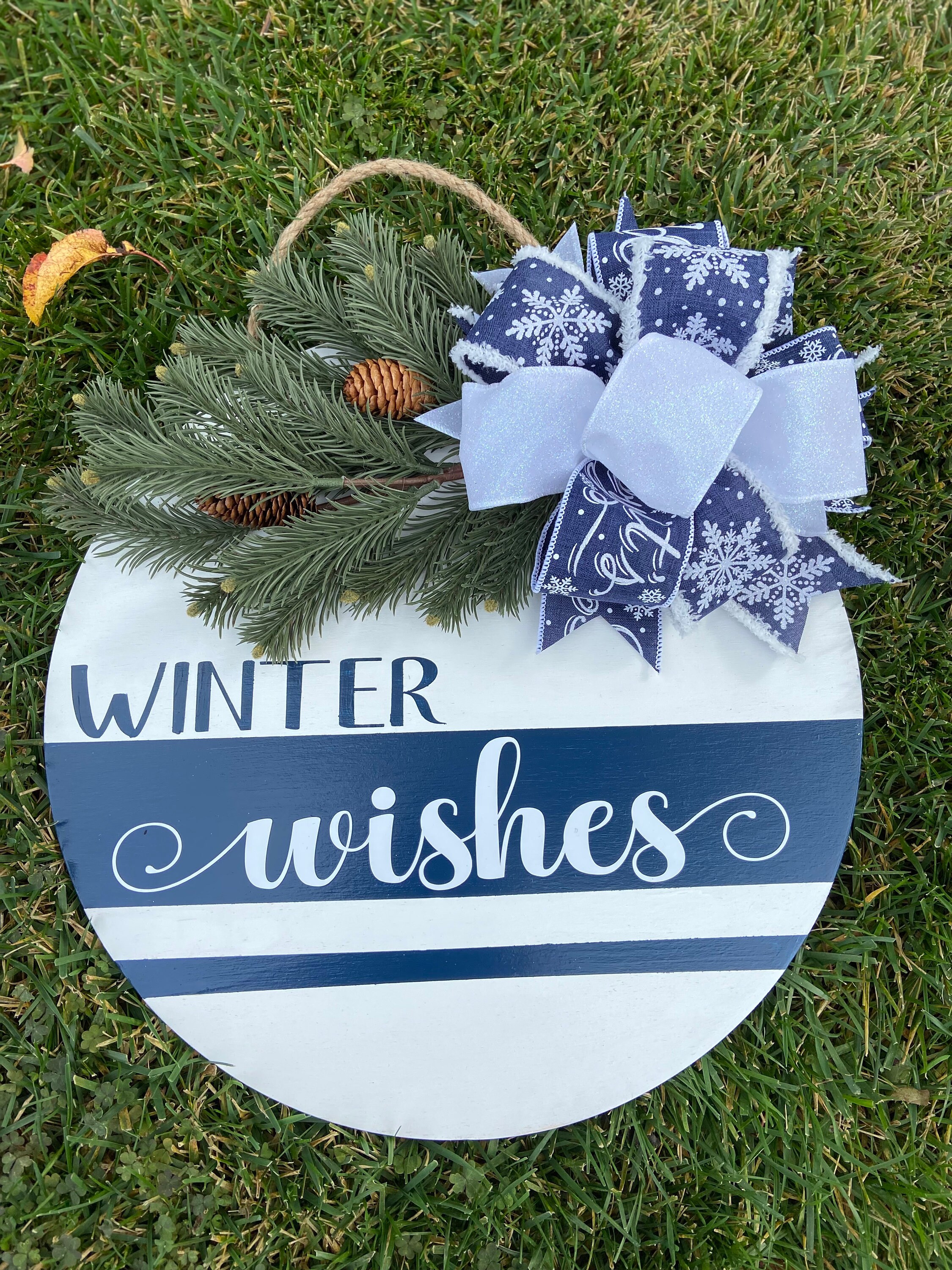 Winter Wishes Door Hanger Winter Door Sign Wooden Door - Etsy