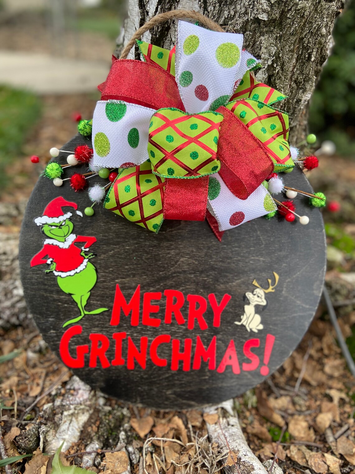 Grinch Door Hanger Merry Grinchmas Door Sign Holiday Door | Etsy