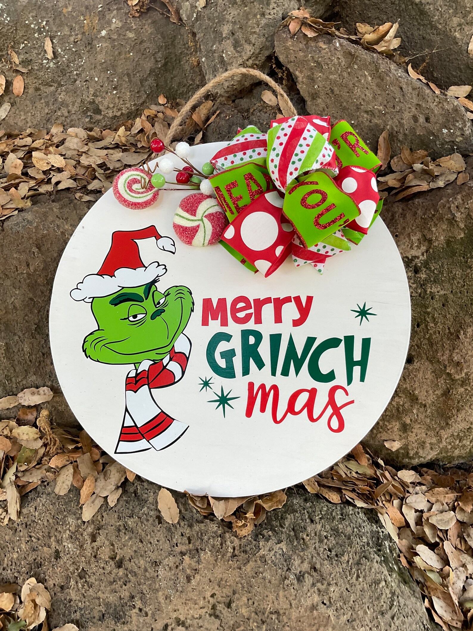 Grinch Door Hanger Merry Grinchmas Door Sign Holiday Door - Etsy