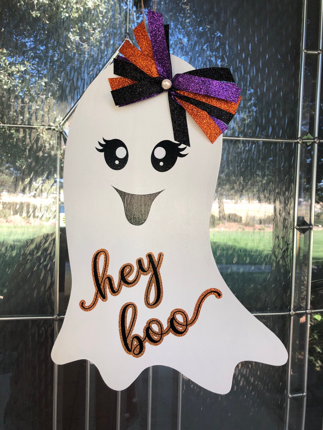 Hey Boo Ghost Door Hanger, Cute Ghost Door Hanger, Halloween Door ...