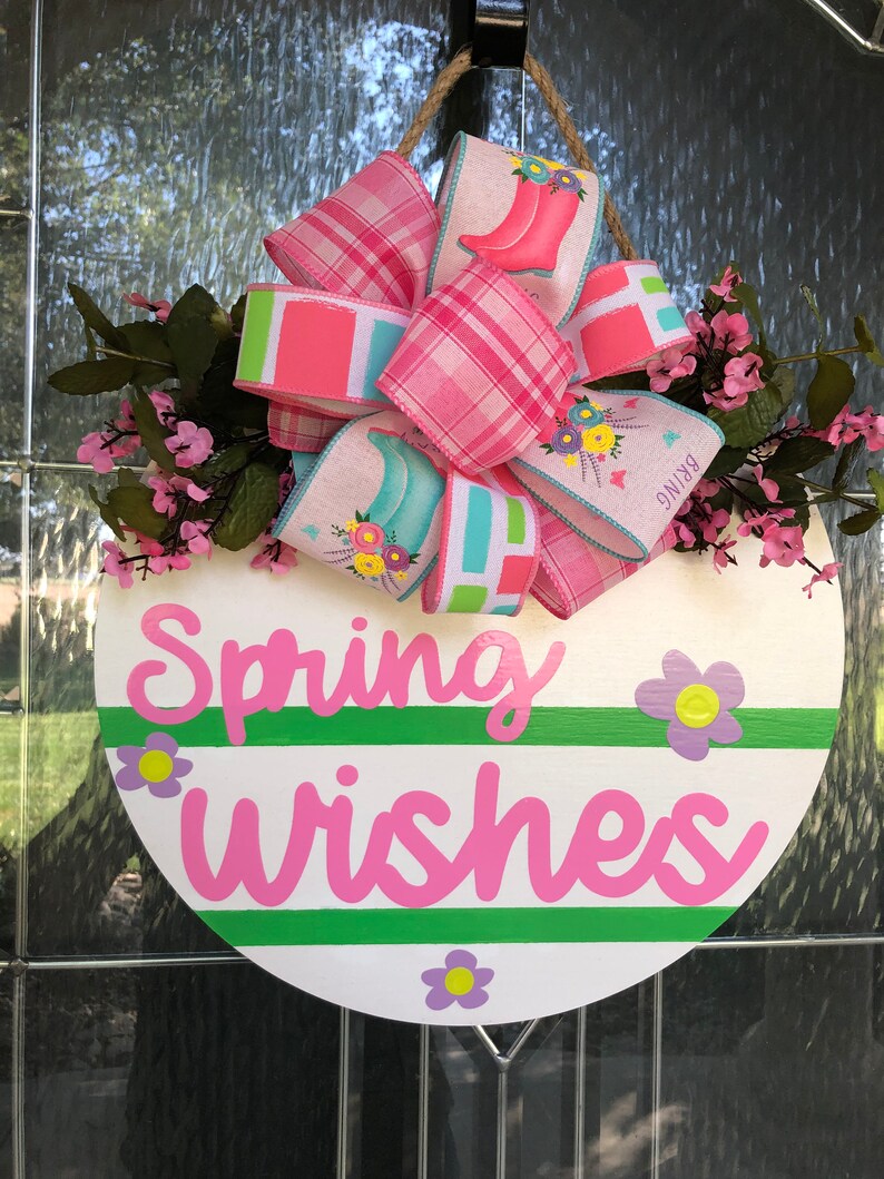 Spring Door Hanger Spring Wishes Door Hanger Front Door - Etsy