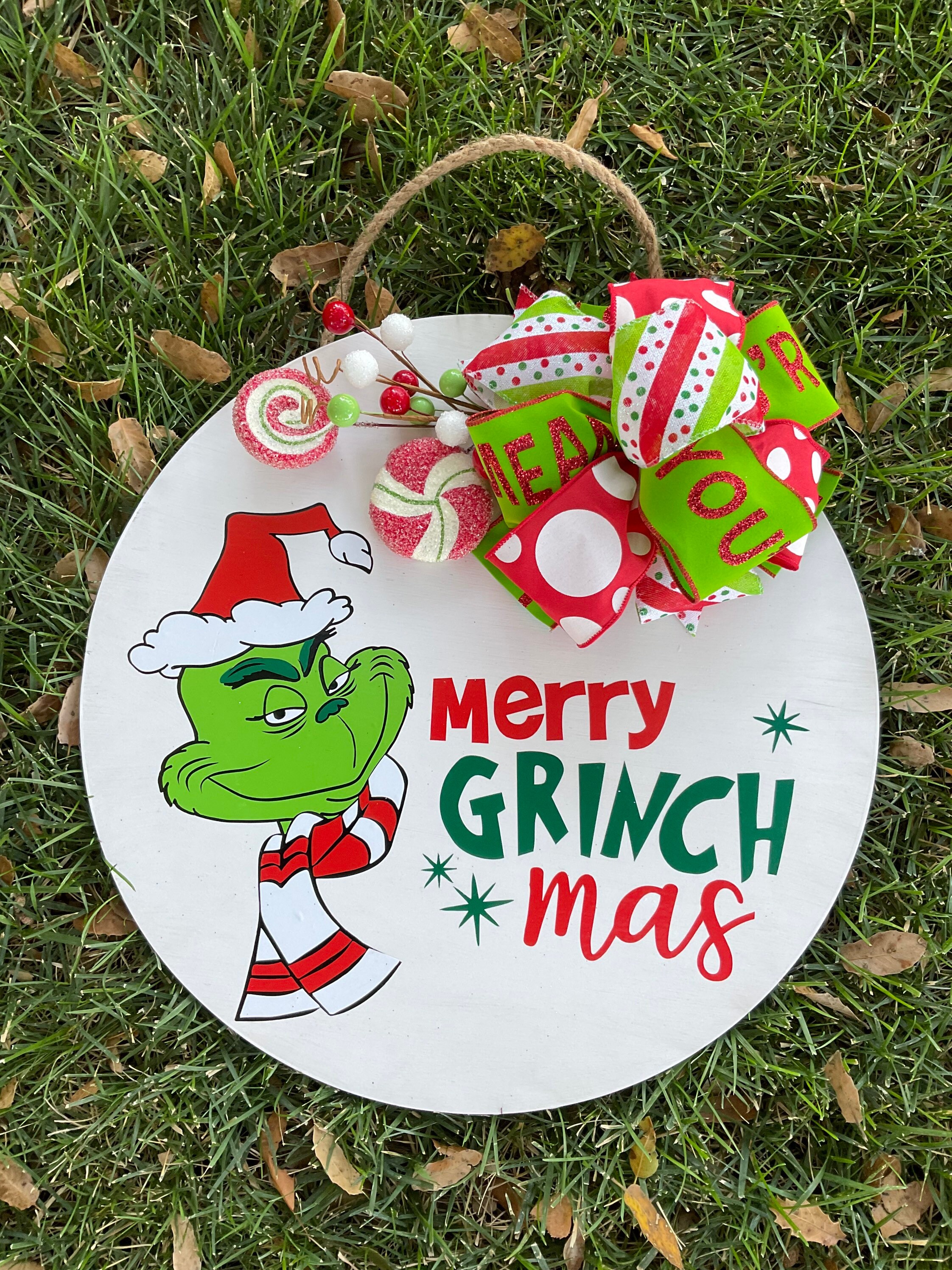 Grinch Door Hanger Merry Grinchmas Door Sign Holiday Door - Etsy
