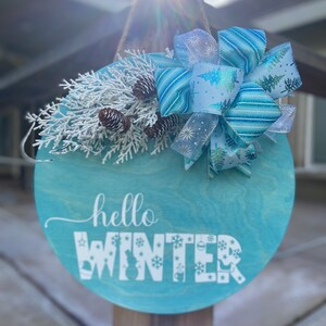 Hello Winter Door Hanger, Winter Door Hanger, Winter Door Sign, Holiday ...